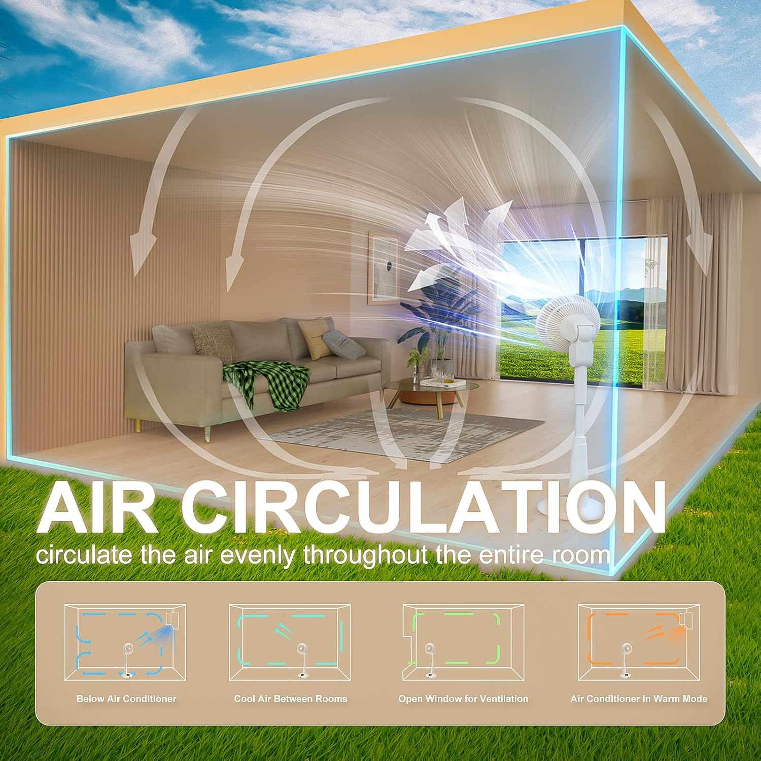 MIZUKATA HIKARI Versatile Air Circulator Standing Fan User Manual