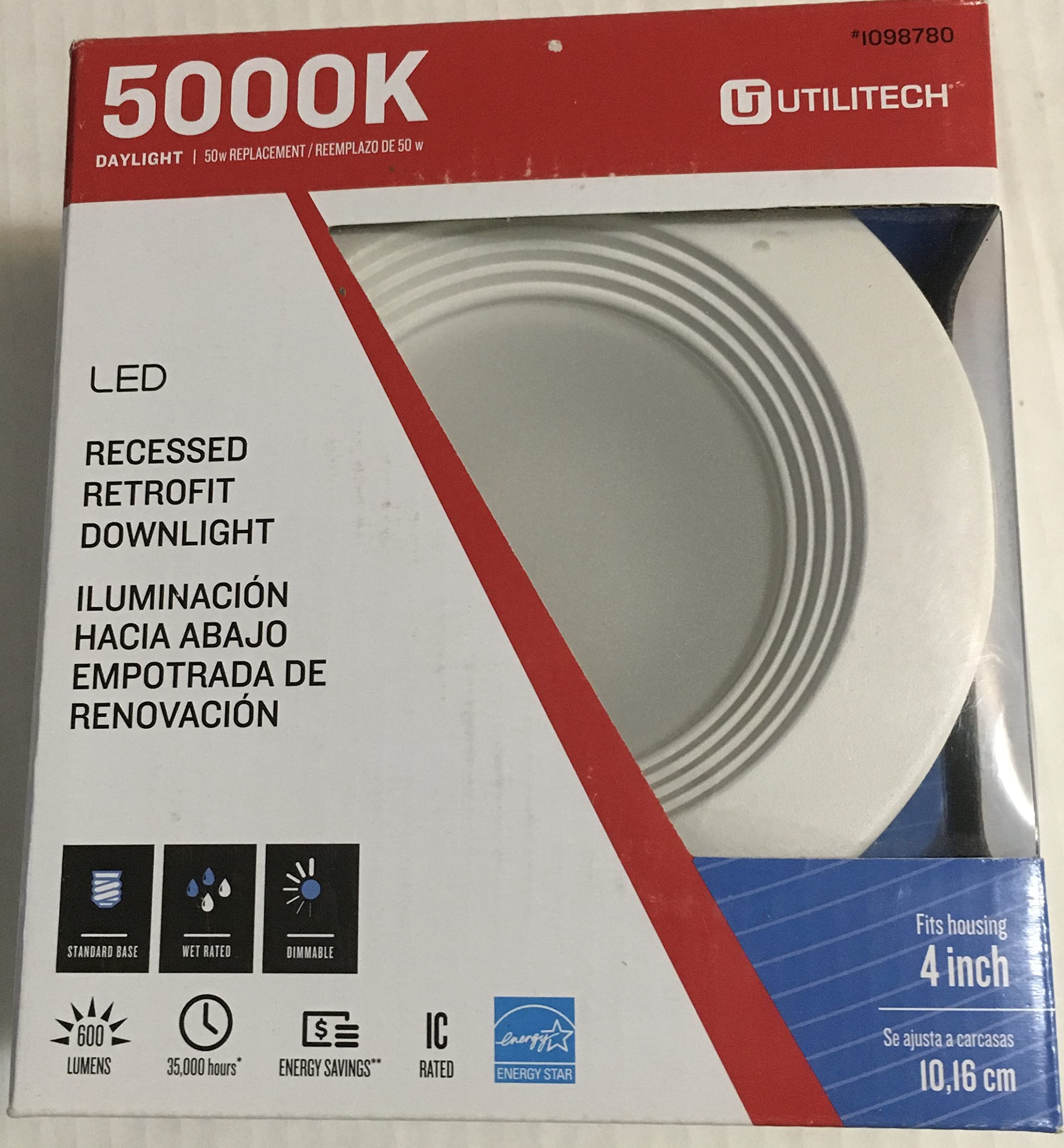 Buy Utilitech LED White Trim Round Dimmable Recessed Downlight 5000K ...