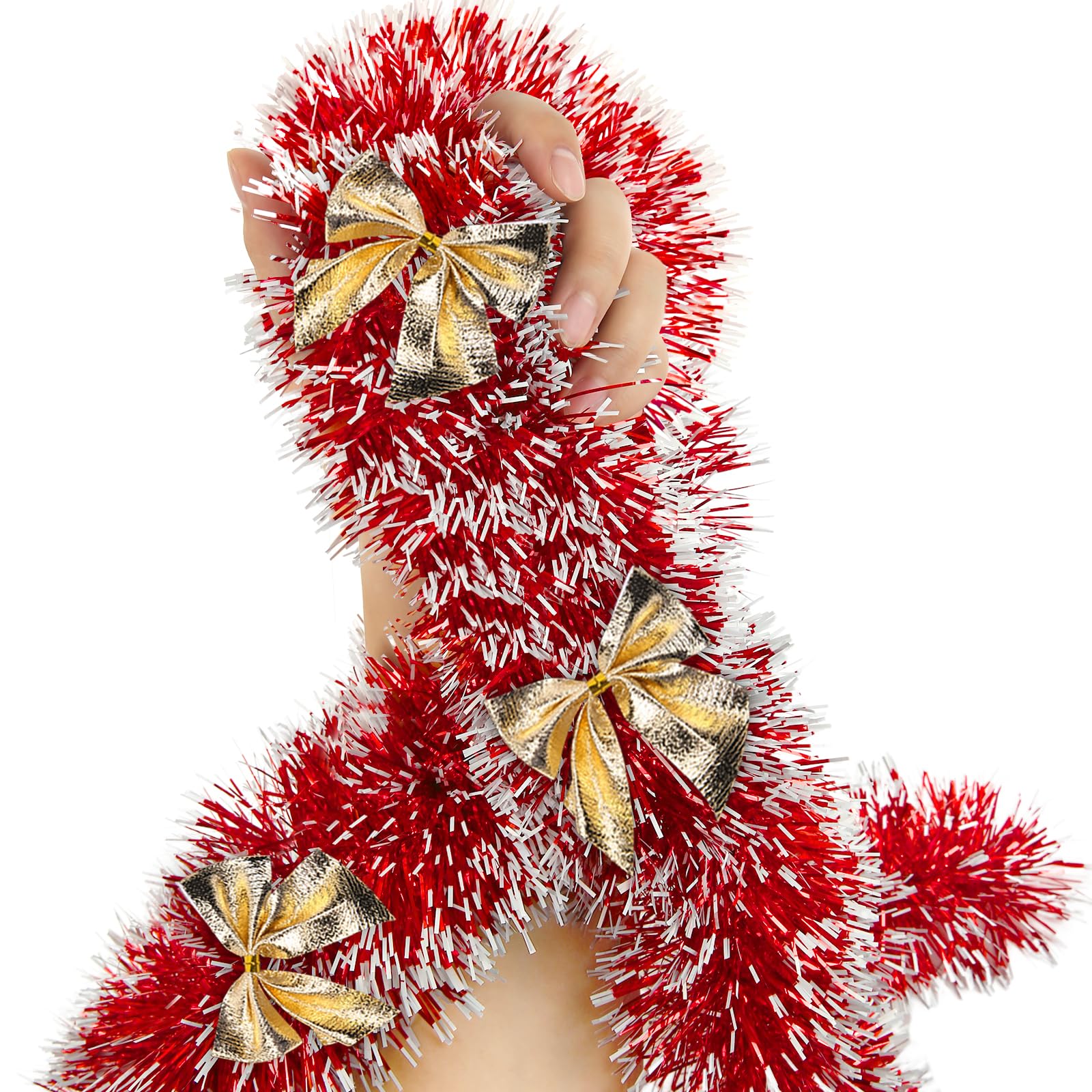 Amazon.com: candyfouse 6.6 Feet Christmas Garland, Red Frost Tip ...