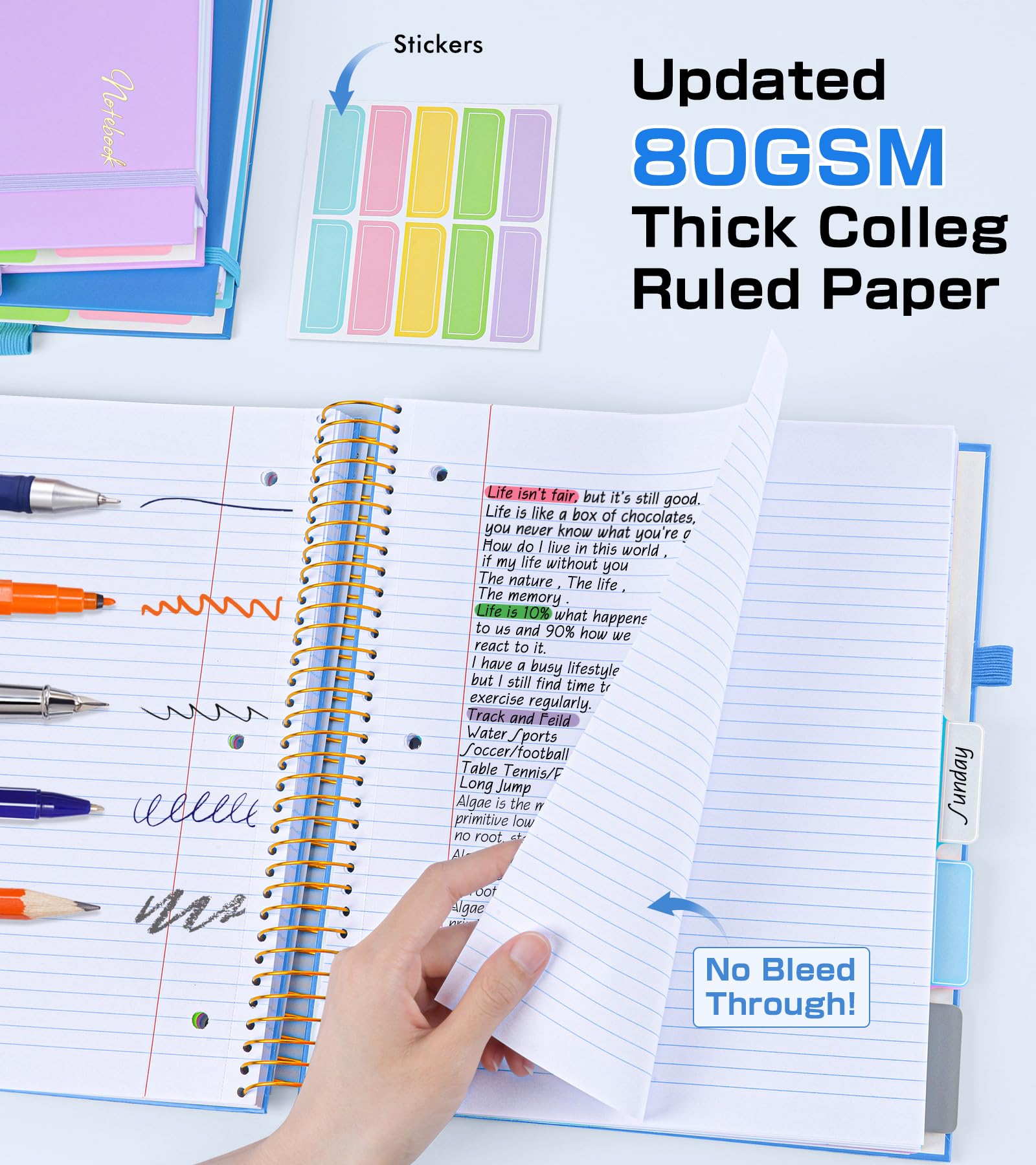 Snapklik.com : 5 Subject Notebook College Ruled,80GSM Paper Thick ...