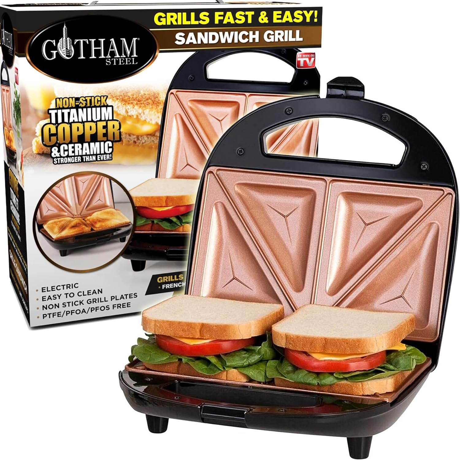 Amazon.com: GOTHAM STEEL Sandwich Maker, Toaster and Electric Panini ...