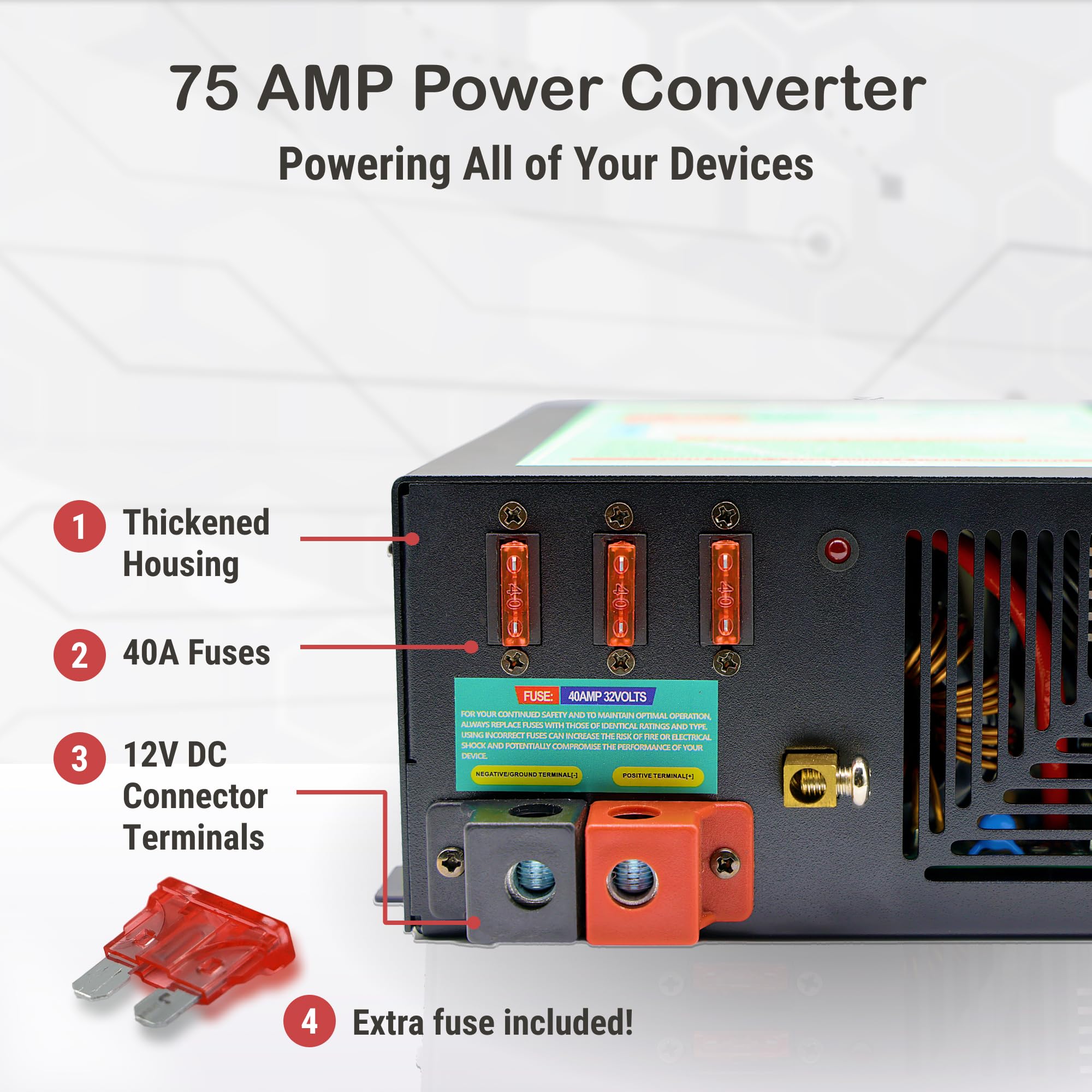Snapklik.com : RV Power Converters 75 Amp 120VAC To 12VDC 3-Stage Smart ...