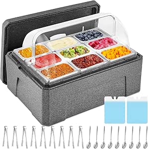 Amazon.com: Tragaomx Insulated Cold Food Buffet Ice Serving Tray with ...