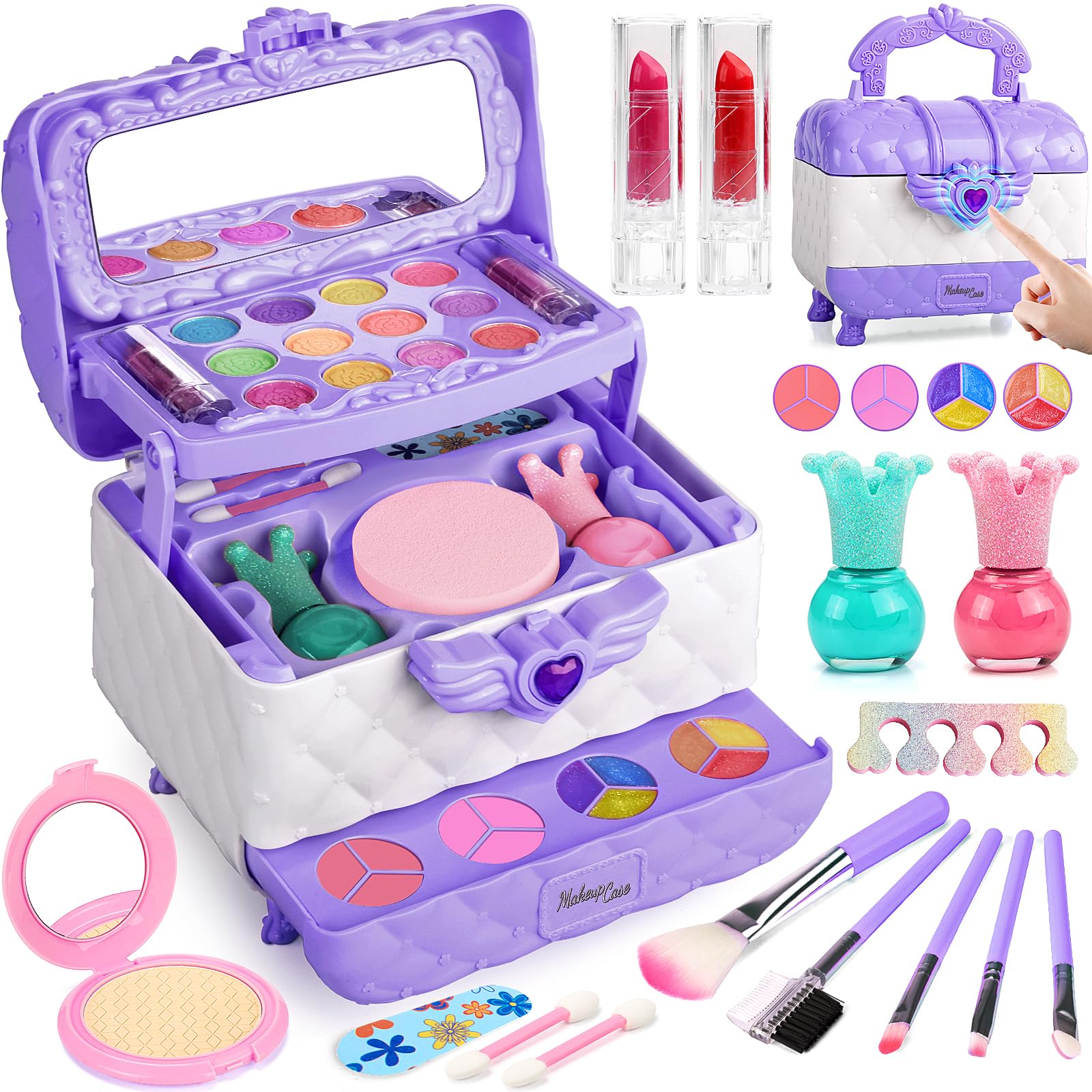 Amazon.com: FunMission Kids Makeup Set for Girl, Real Washable Cosmetic ...