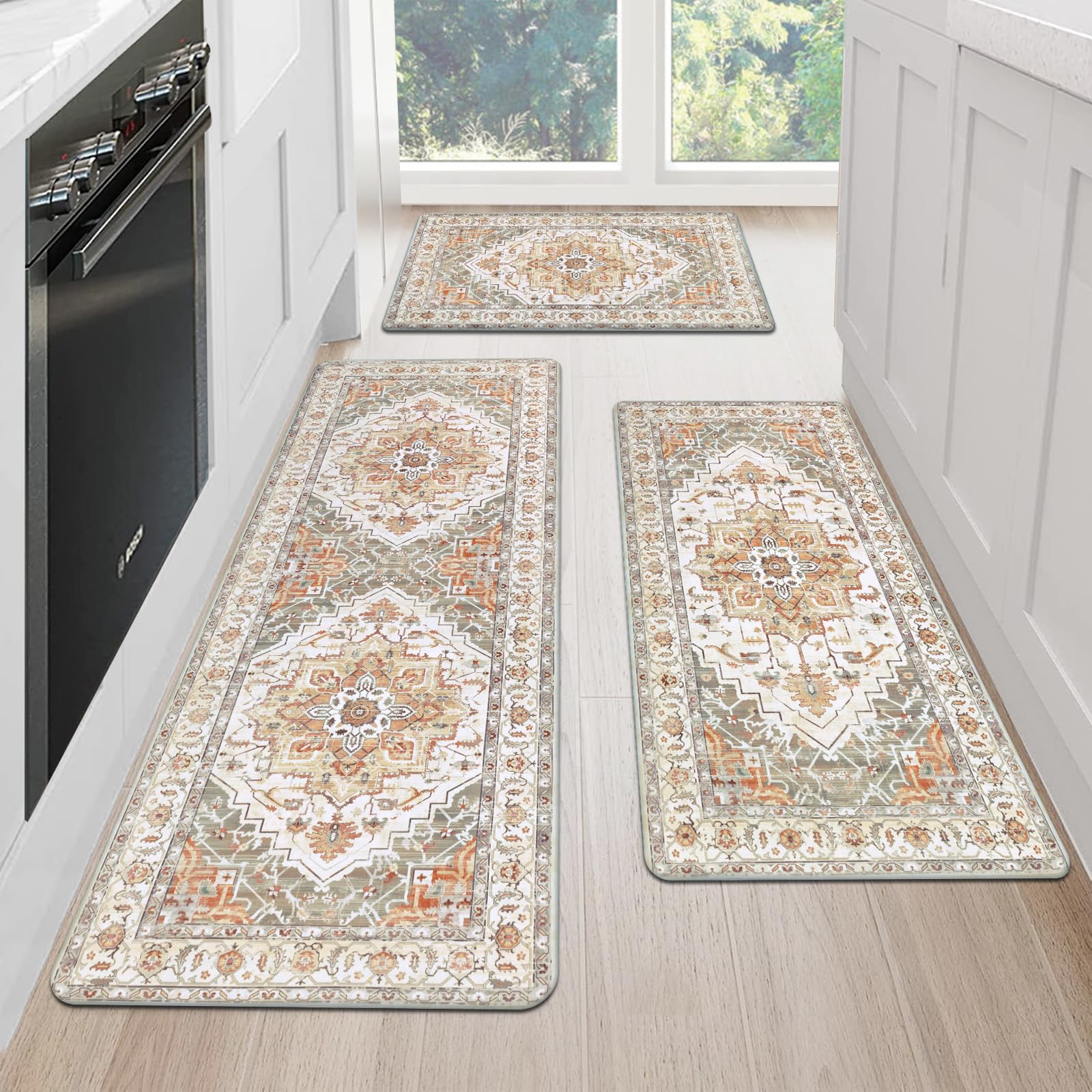 Amazon.com: MJIAHOMDEC Cushioned Kitchen Rug Sets 3 Piece Anti Fatigue ...