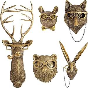 Amazon.com: GUASDIE Animal Heads Wall Decor, Faux Deer Head Mount ...