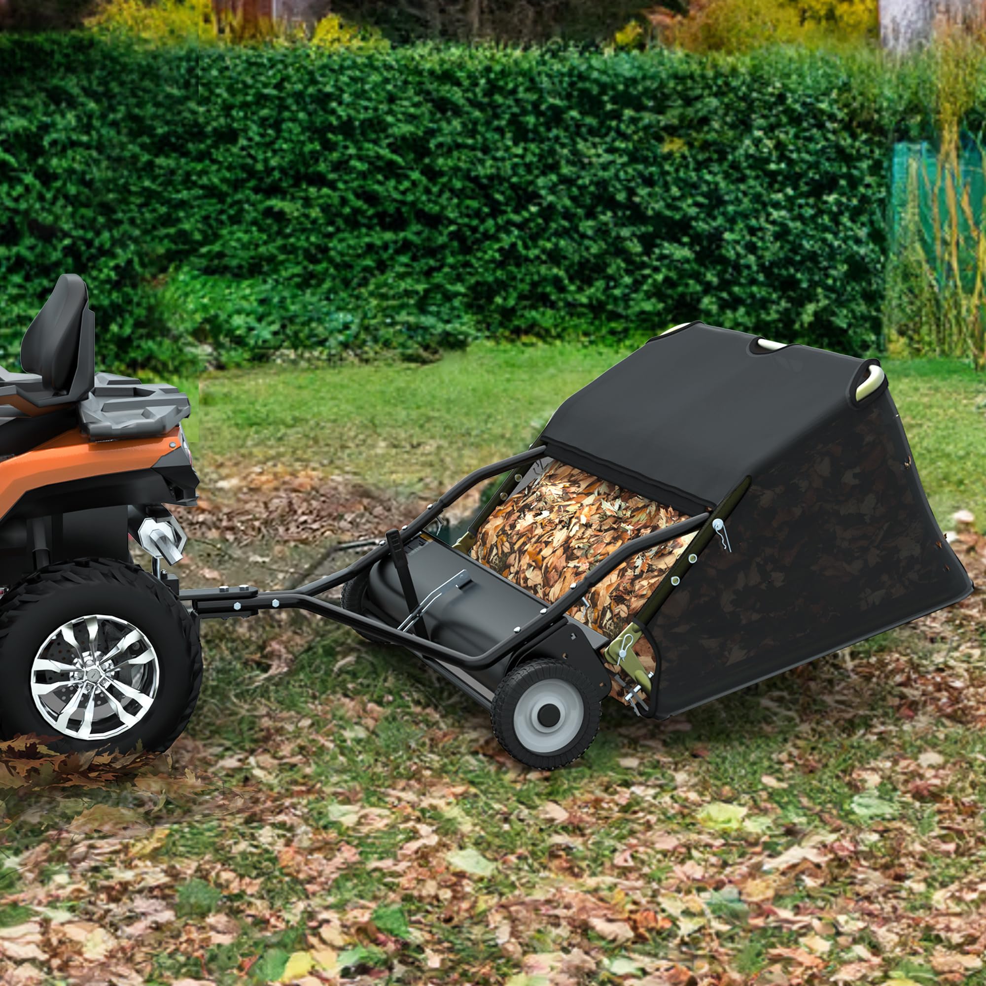 Snapklik.com : YINTATECH 42" Lawn Sweeper, Tow Behind Grass Sweeper Leaf Collector,12.9 Cuft ...
