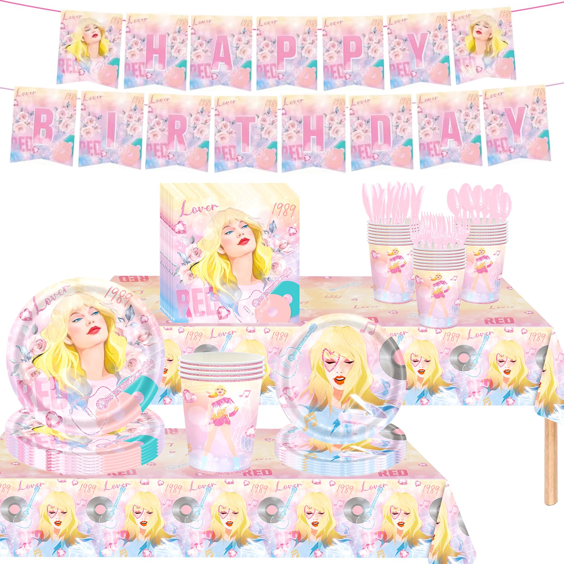 Amazon.com: 171pcs Birthday Party Supplies Singer Paper Plates Napkins ...