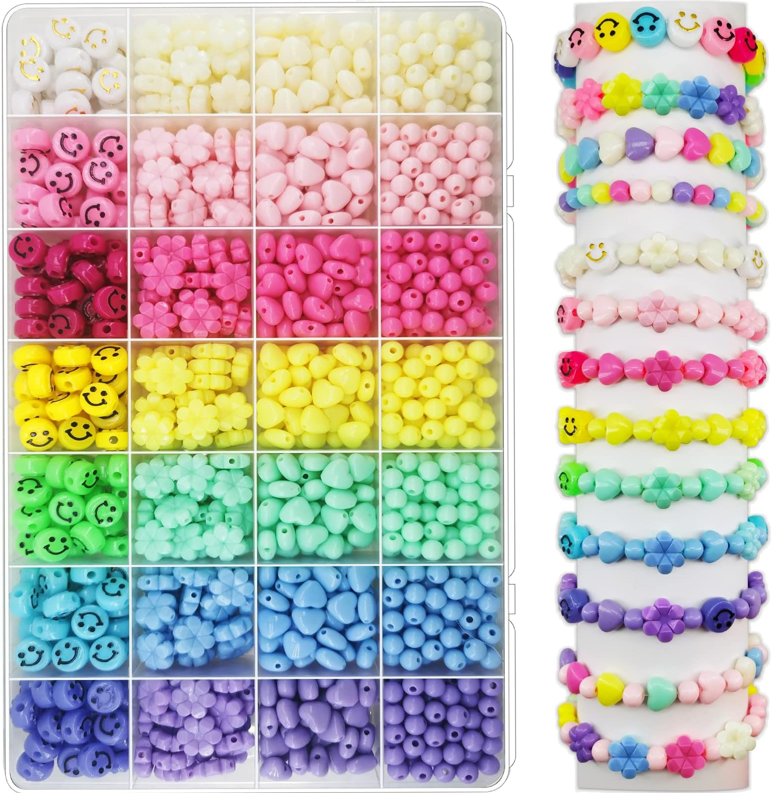 Amazon.com: JJzxwish 1260pcs Acrylic Pastel Beads, 28 Color Candy Kit ...
