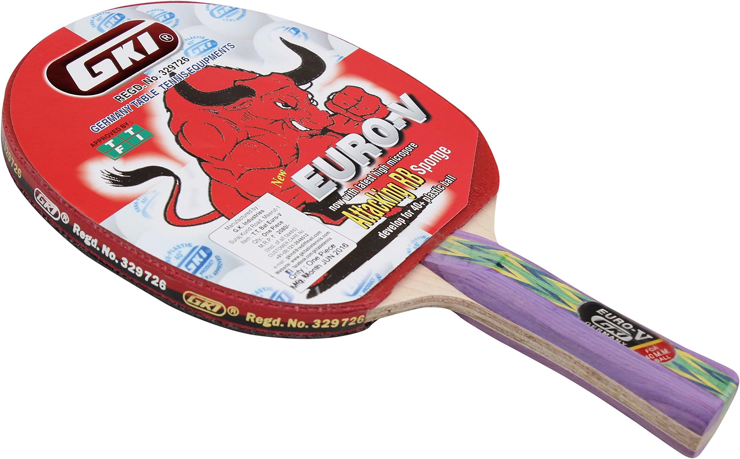 GKI Wood Kung Fu DX Table Tennis Racquet Multicolor, Pack of 1 : Amazon ...