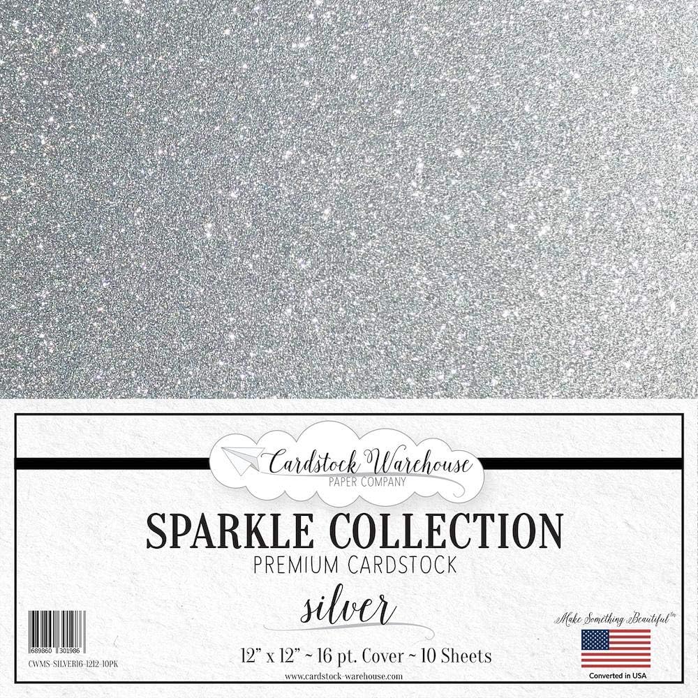 Amazon.com : Cardstock Warehouse Sparkle Silver Glitter - 12 x 12" - 16 ...