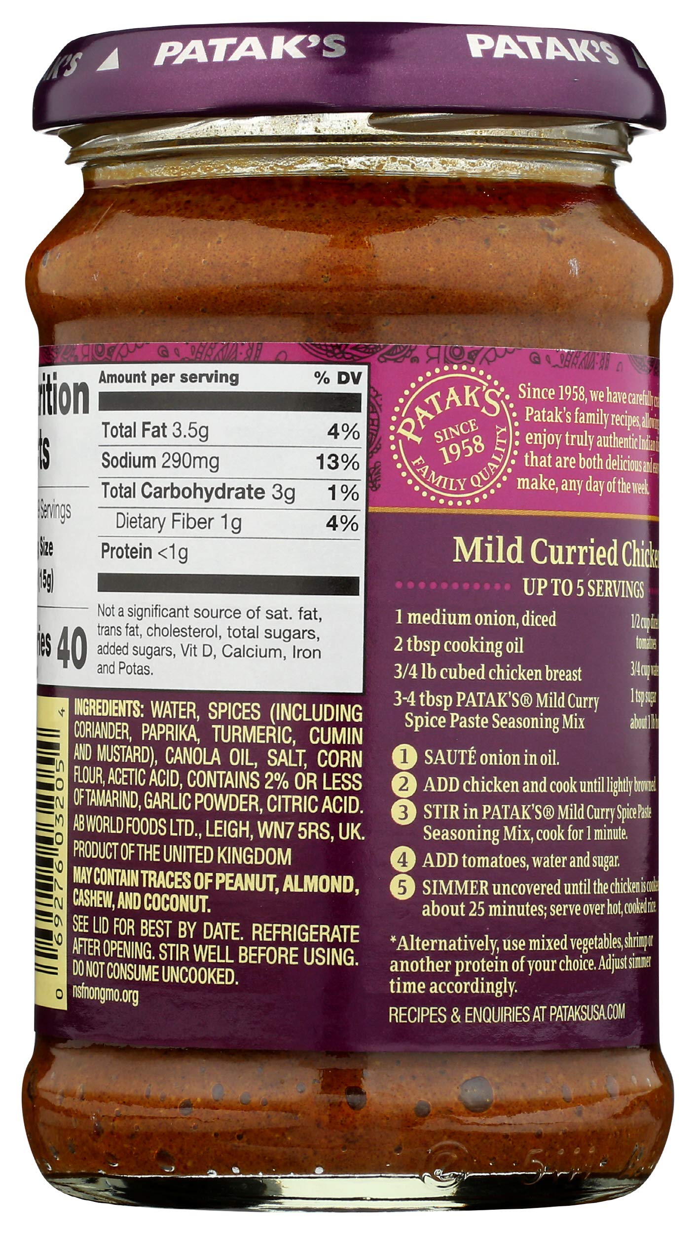 Snapklik.com : Pataks Mild Curry Paste 10 Oz