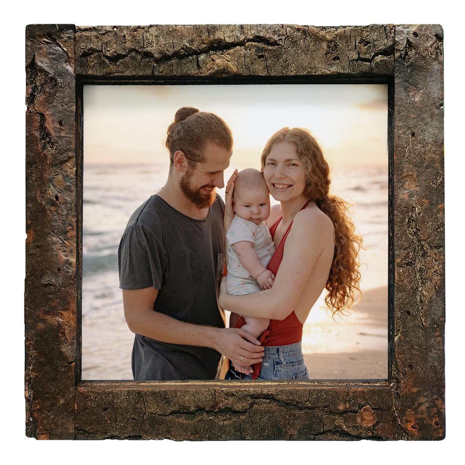 Amazon.com - IKEREE 4x4 Rustic Picture Frame with Natural Real Bark ...
