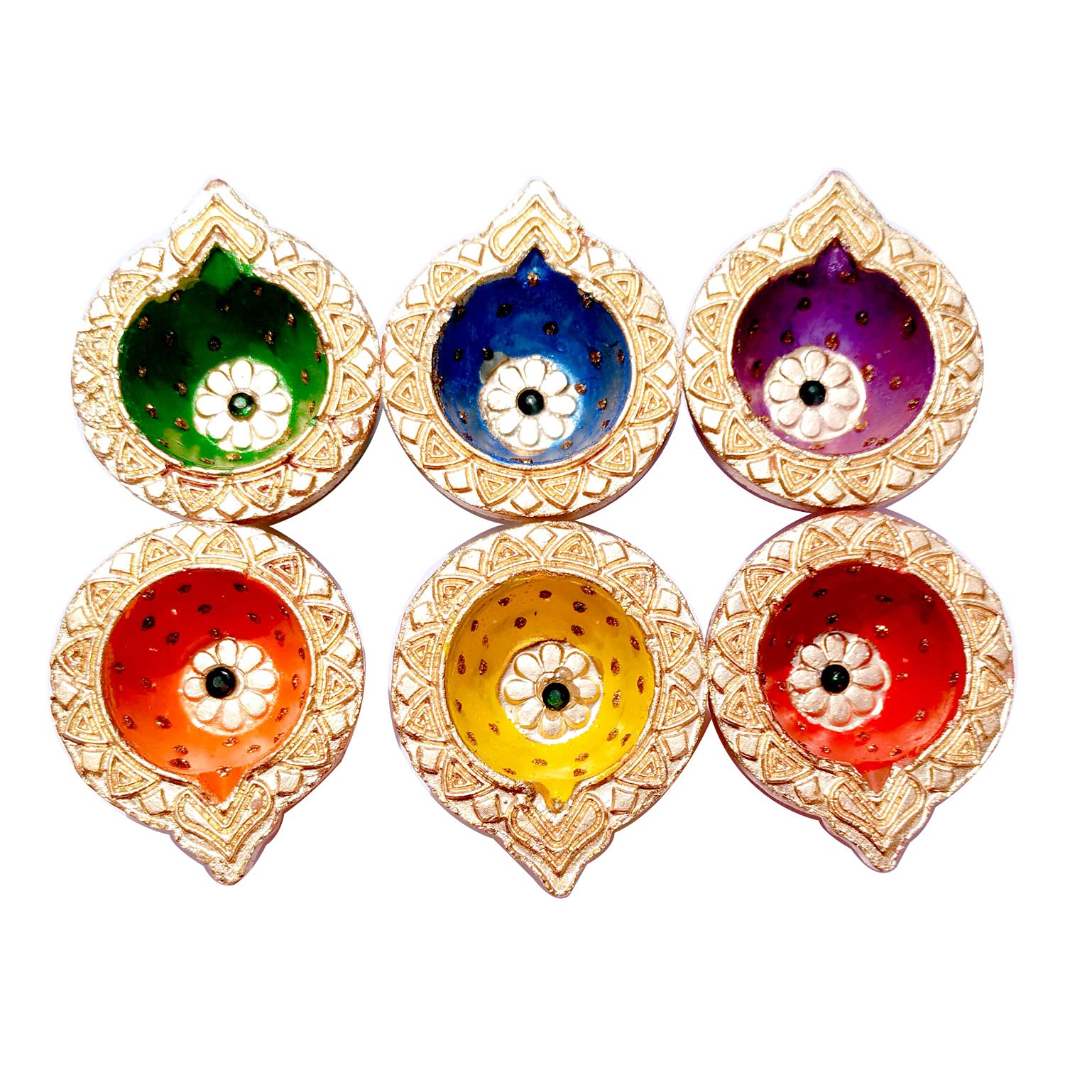 Buy Set of Six Traditional Desing This Colorful Diya has Been Used for ...