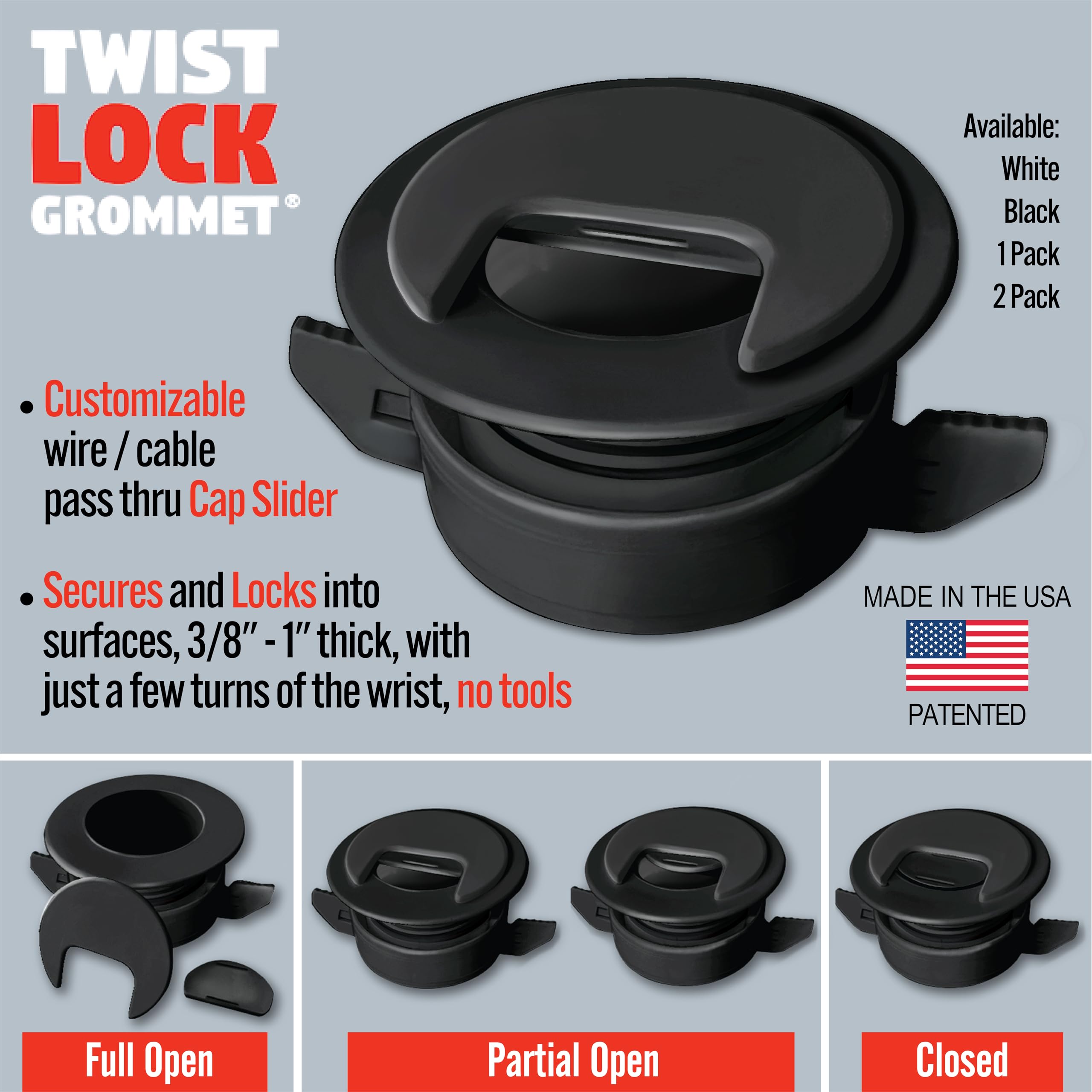 Snapklik.com : 1PK Black Patented: Only Cable, Wire, Cord Management ...
