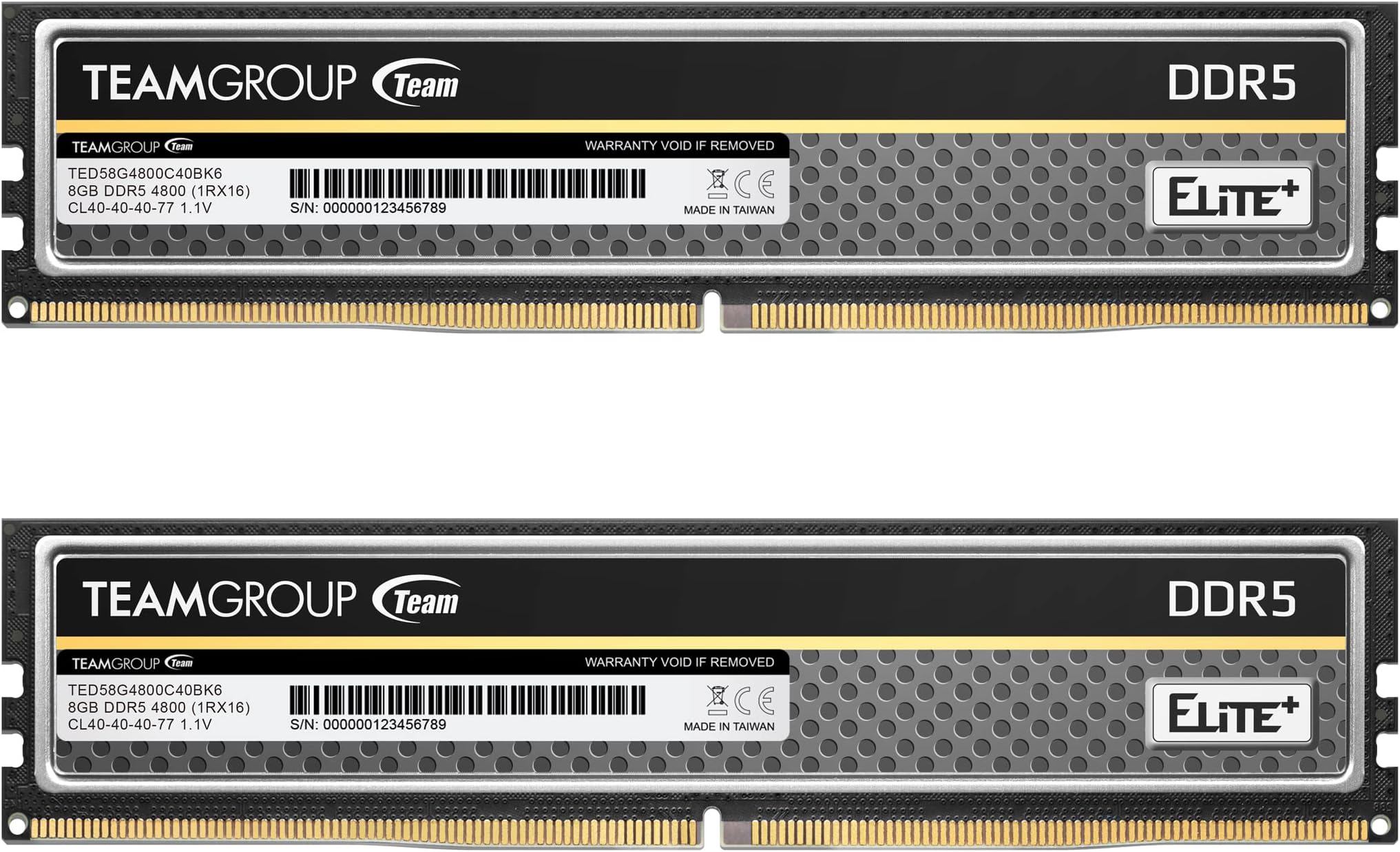 TEAMGROUP Elite DDR5 16GB 6000Mhz PC5-48000 CL48 Non-ECC Unbuffered ...