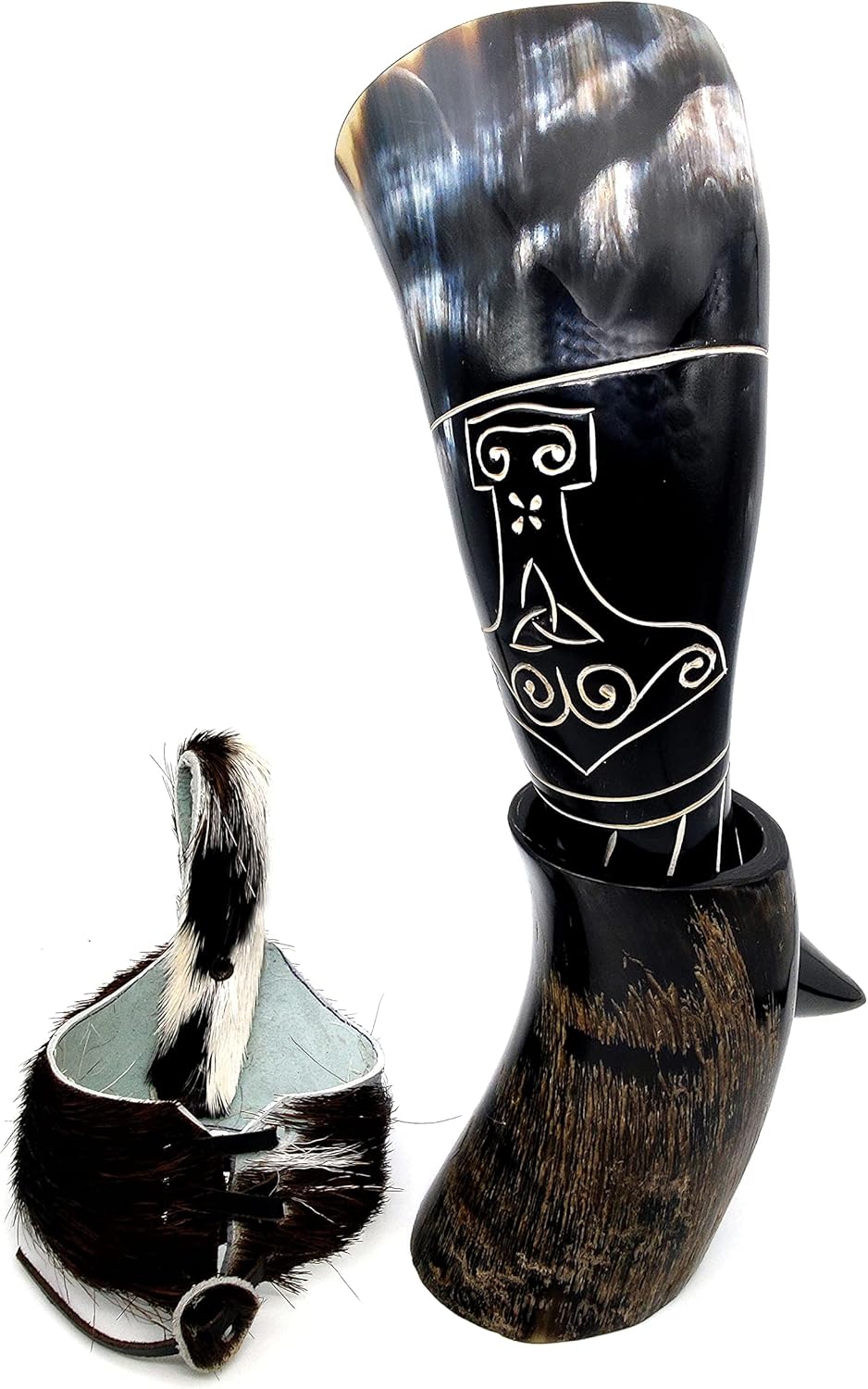 Genuine Ox Wine/Mead Drinking Thor engraved Horn Medieval Viking Cup ...