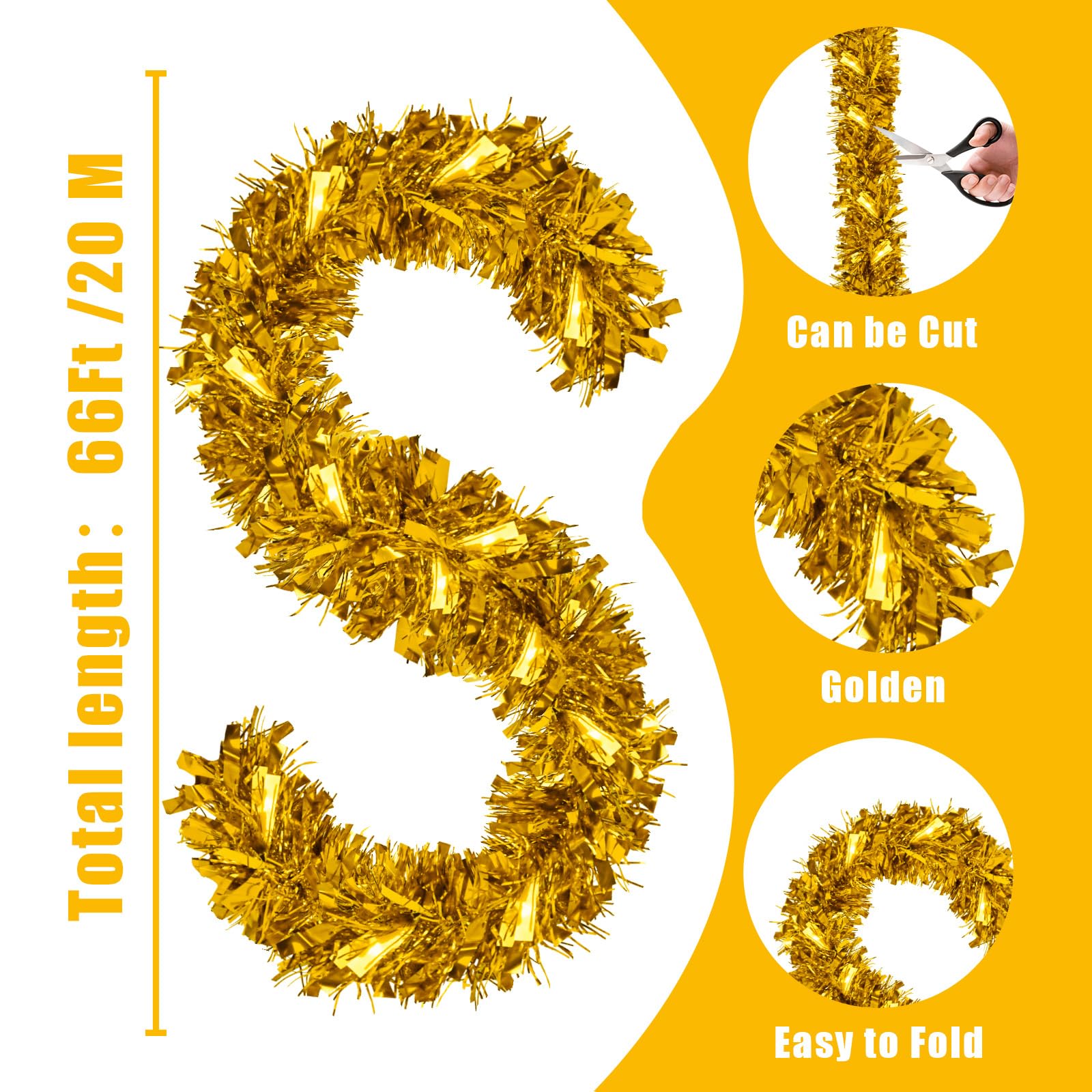 Snapklik.com : 66 FT Artificial Christmas Garland Winter Shiny Tinsel ...