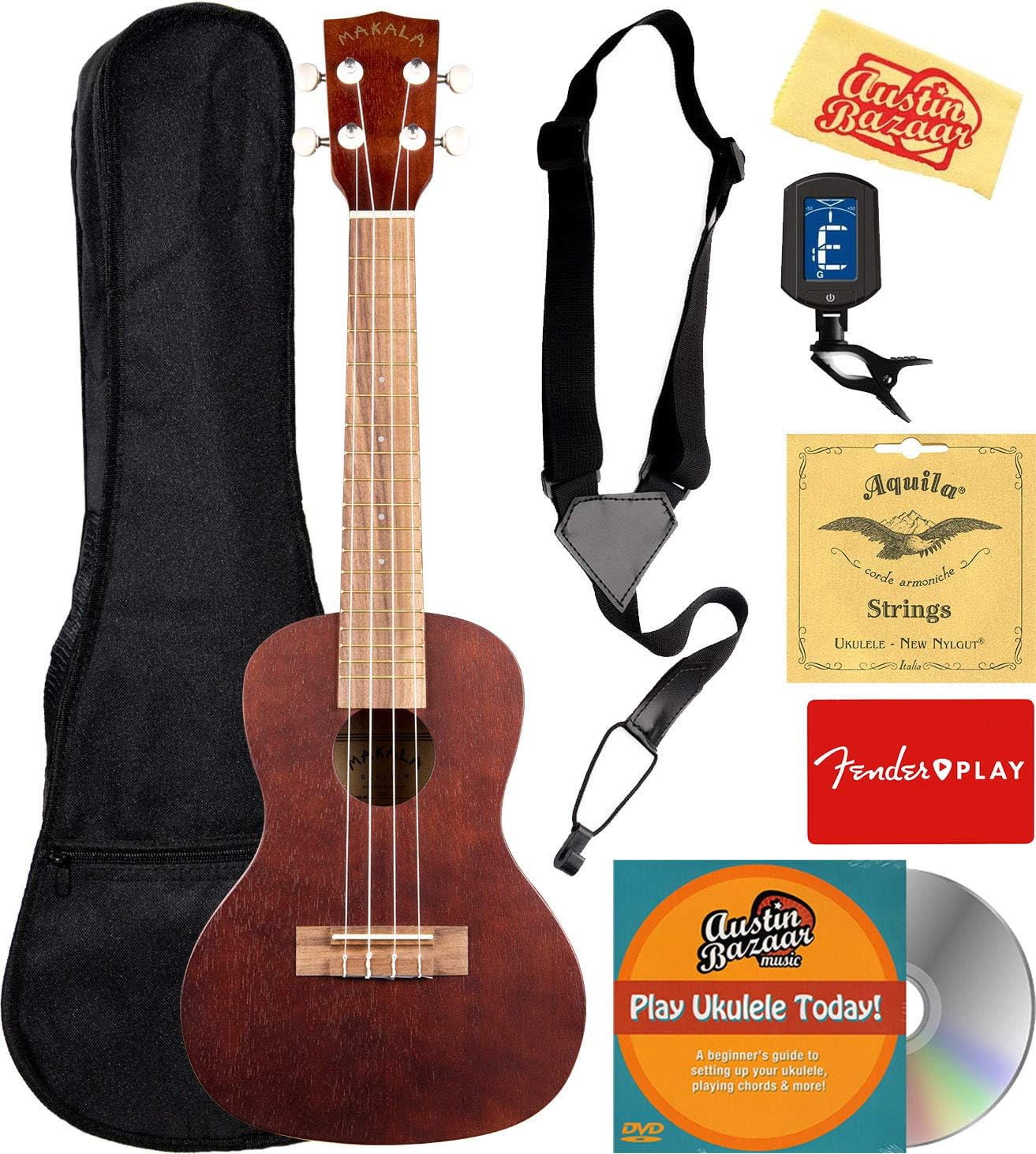 Amazon.com: Kala KA-C Mahogany Concert Ukulele Bundle with Gig Bag ...