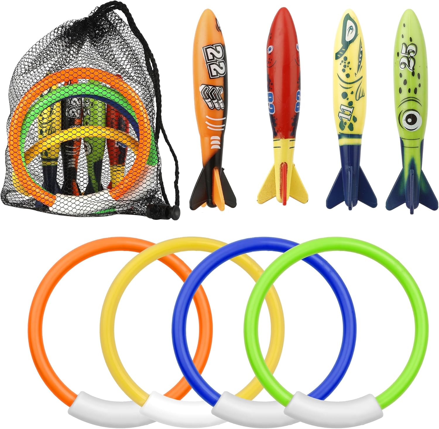 Amazon.com: Yicelerate 8 Pack Pool Toys, Shark Underwater Training Pool ...