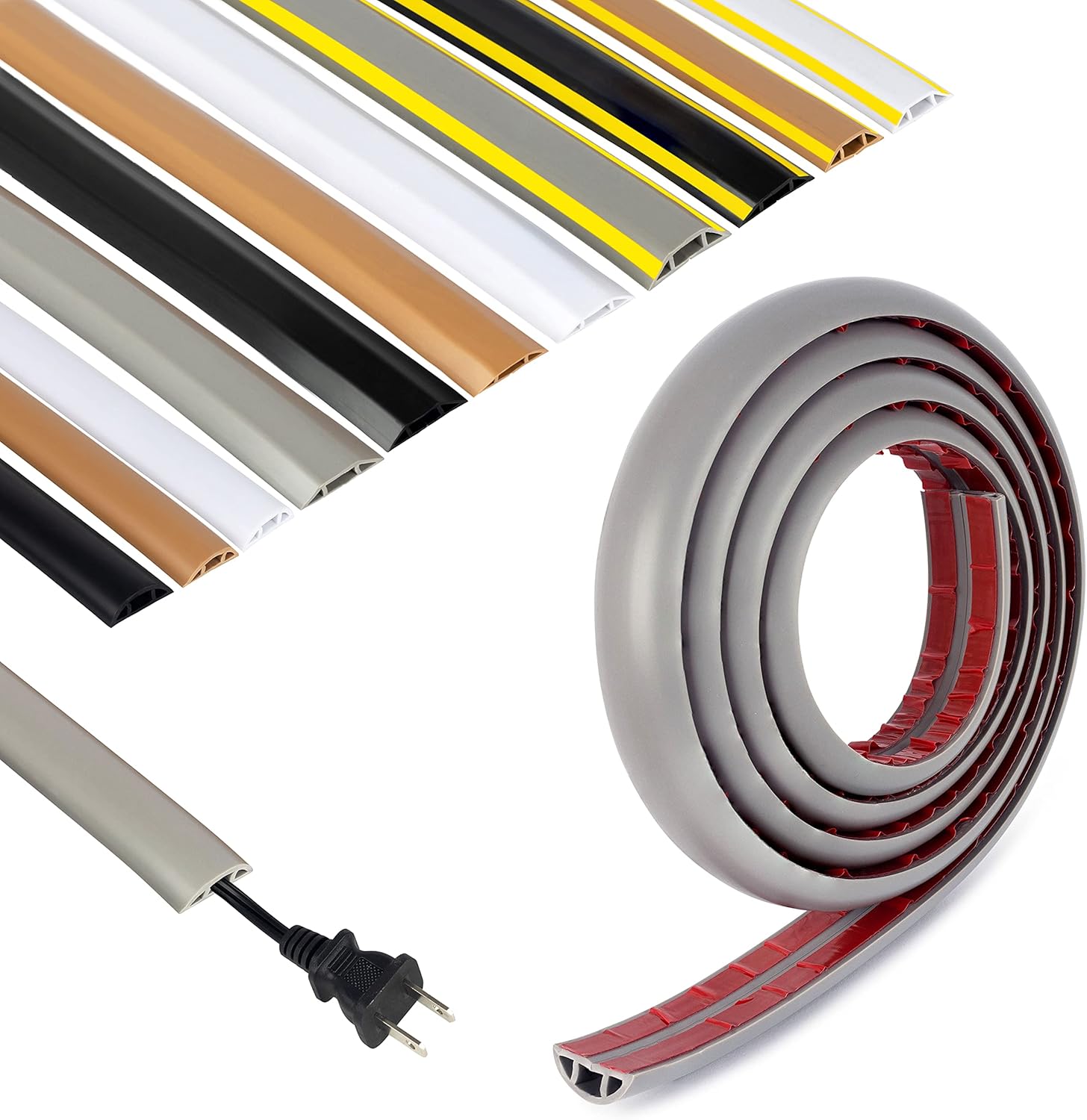 Amazon.com: Rubber Bond Cord Cover Floor Cable Protector - Strong Self ...