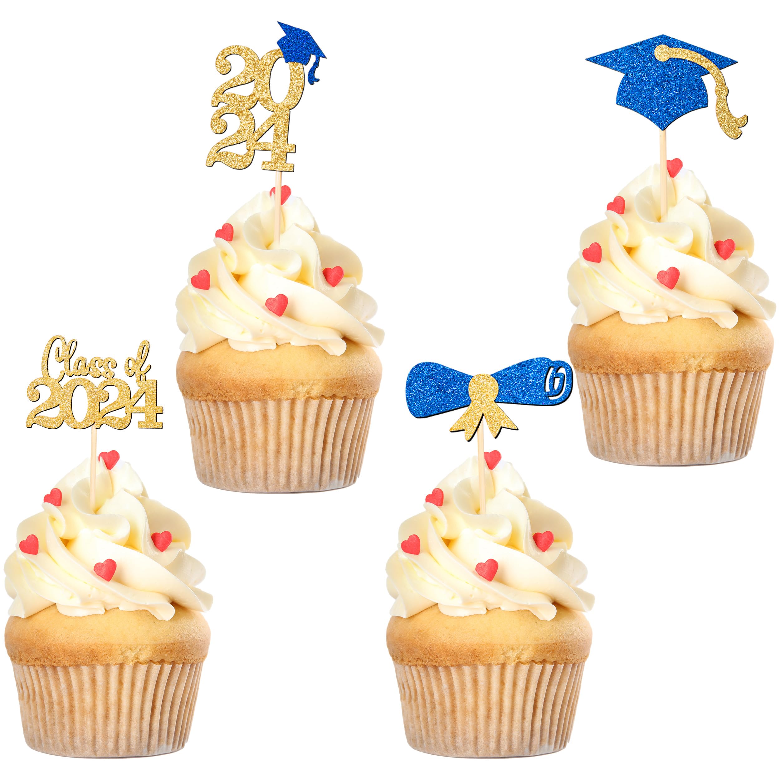 Amazon.com: 36 PCS Class of 2024 Graduation Theme Cupcake Toppers ...