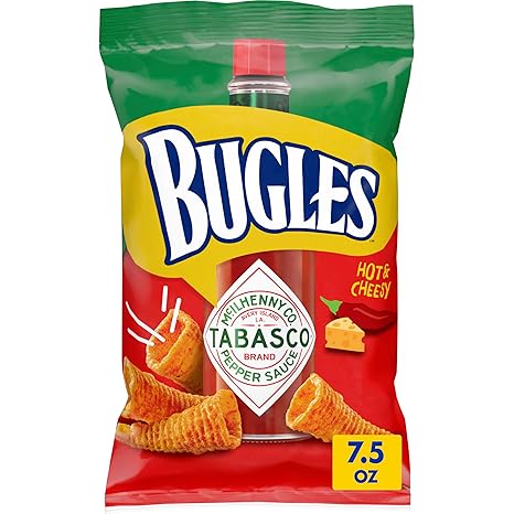 Amazon.com: Bugles Tabasco Flavored Crispy Corn Snacks, Hot and Cheesy ...
