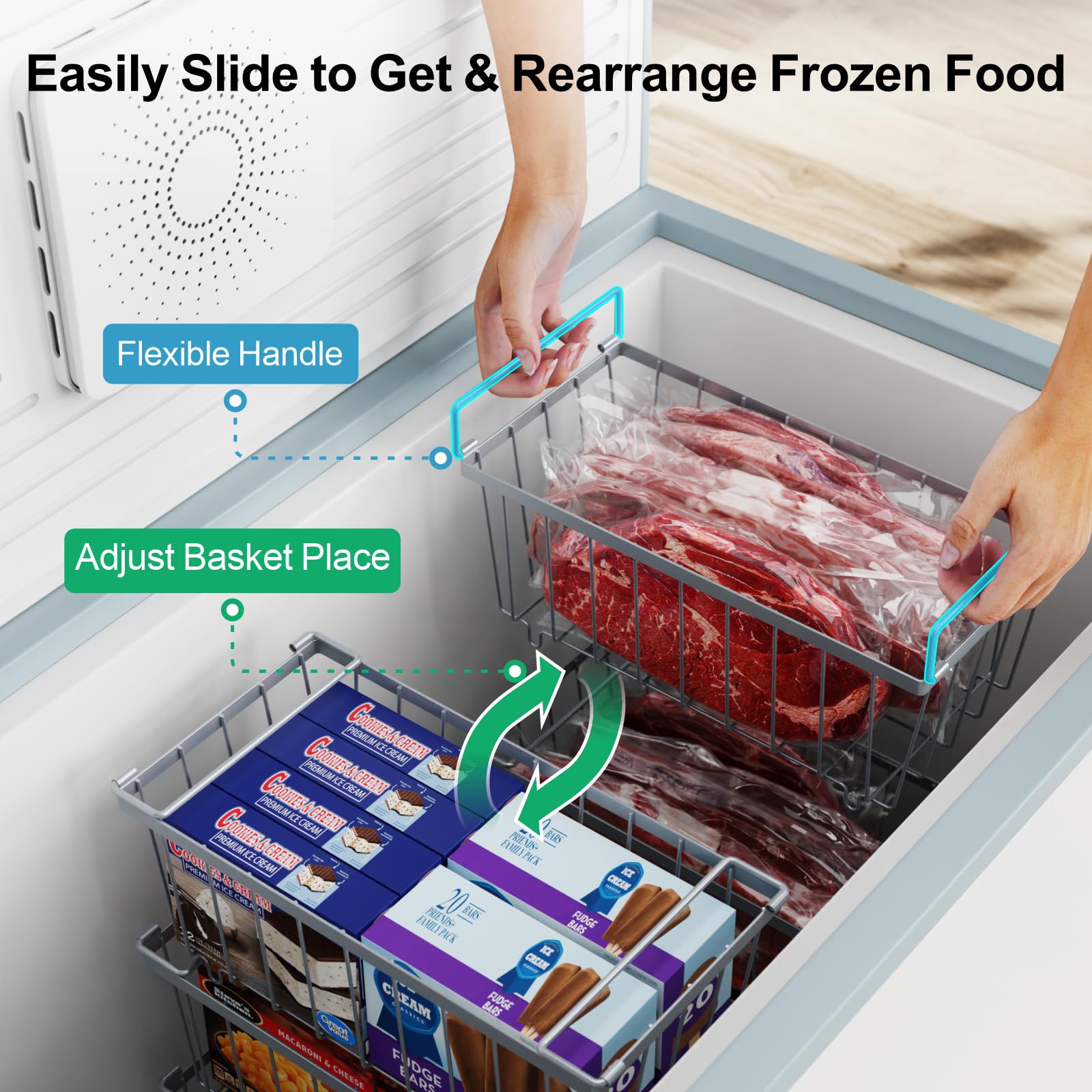 Snapklik.com : iSPECLE Chest Freezer Organizer Bins - 6 Pack Small ...