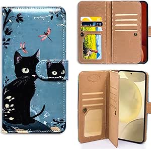 Amazon.com: Bcov Case for Motorola Edge 2025,Black Cat Red Dragonfly Multifunction Leather Phone ...