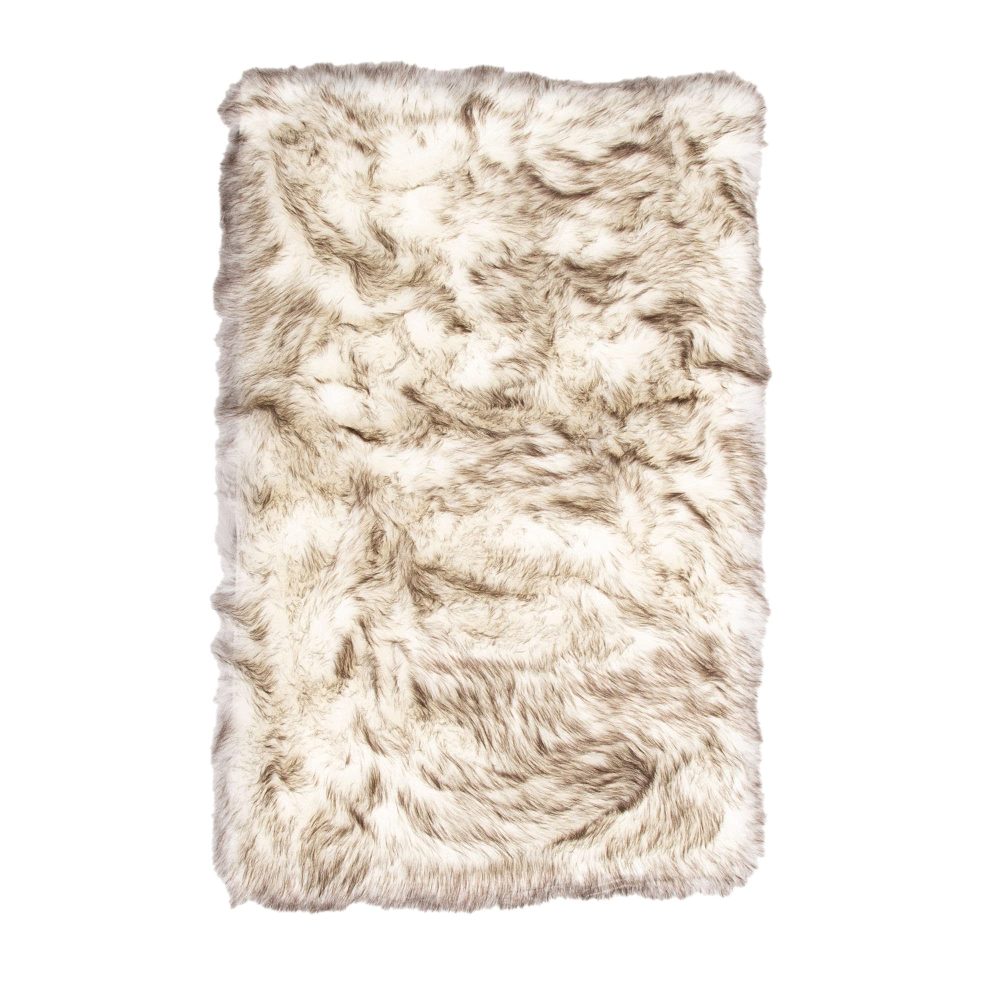 Super Area Rugs Black and White Faux Fur Shaggy Rug for Living Rooms ...