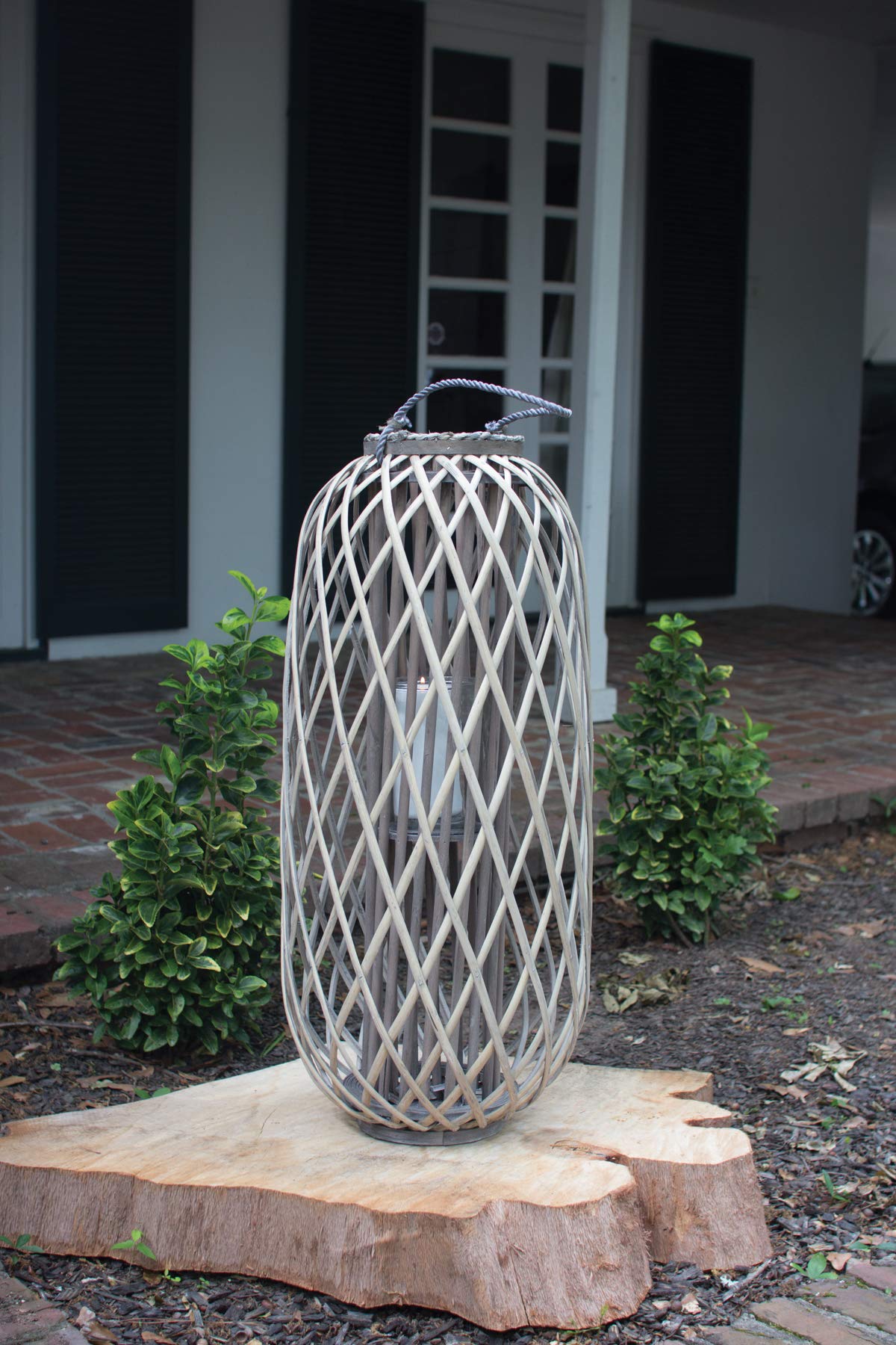 Amazon.com: Kalalou Large Tall Willow Lantern, One Size, Gray : Home ...