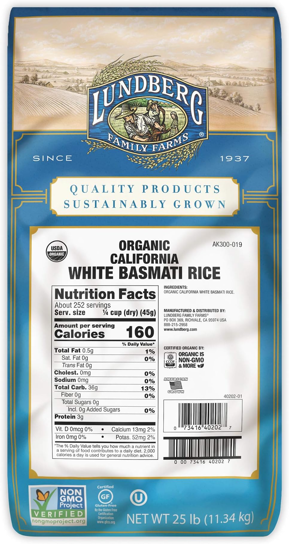 Amazon.com : Lundberg Basmati Rice, Organic Long Grain White Rice - Non ...