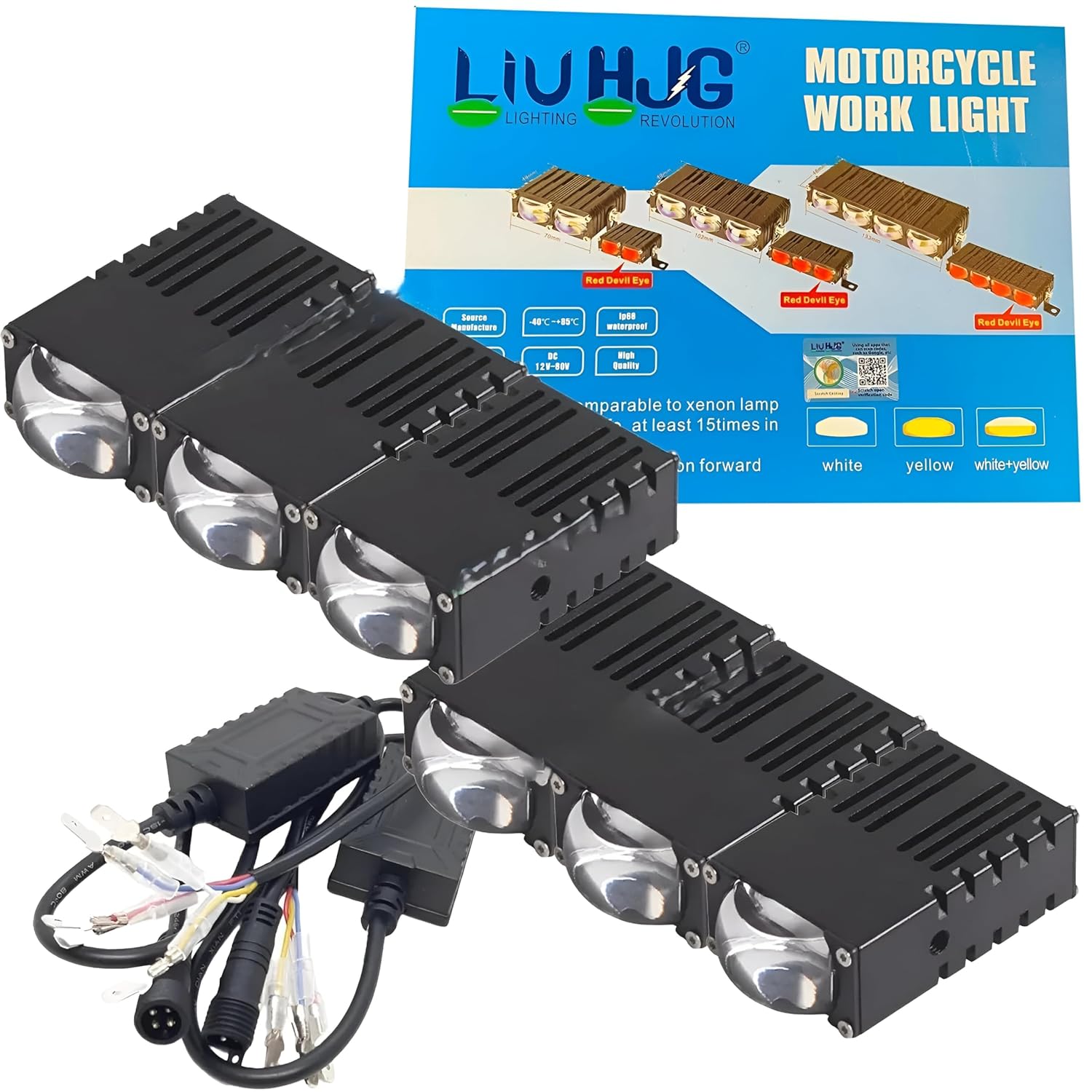 LIU HJG 3 LED Yellow/White Waymaker Fog Light Featuring Red Devil Eye ...