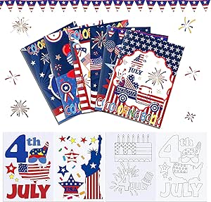 Amazon.com: 6 Pcs 4th of July Coloring Book for Kids Independence Day ...