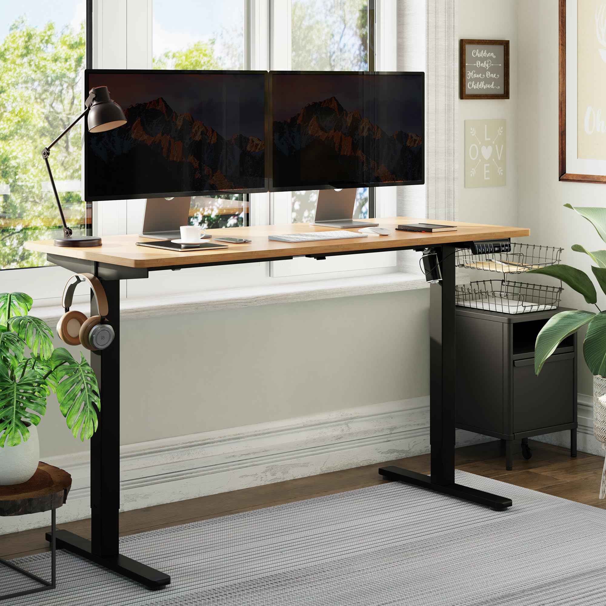 Snapklik.com : Shintenchi Electric Height Adjustable Standing Desk, 55 ...