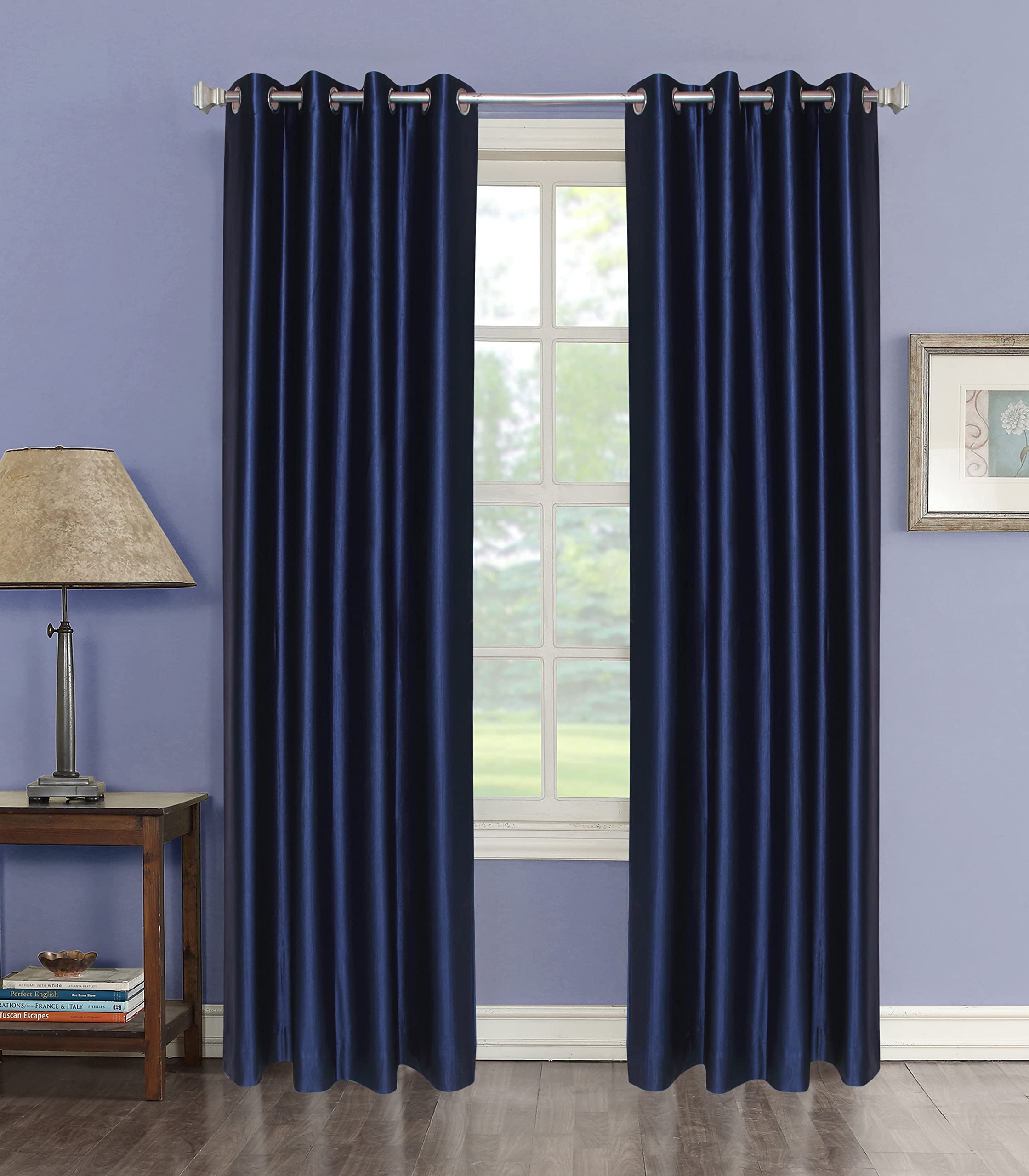 Blue Curtain Texture MIULEE Set Of 2 Voile Curtains, Sheer Linen