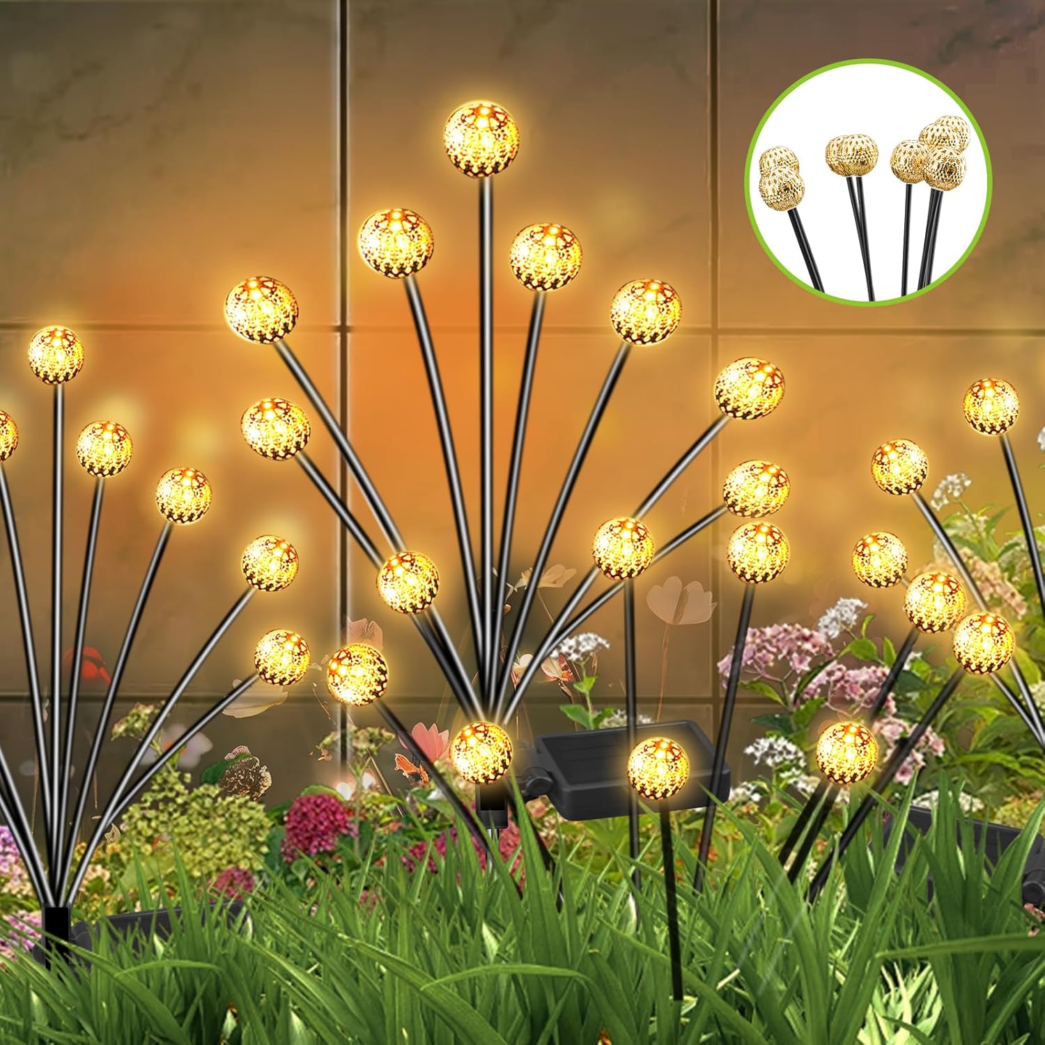 Amazon.com: Miady Solar Garden Lights 4-Pack, New Upgraded - Swayings ...