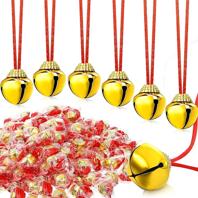 Amazon.com: 140 Pcs Christmas Jingle Bell Necklace Bulk Large Jingle ...