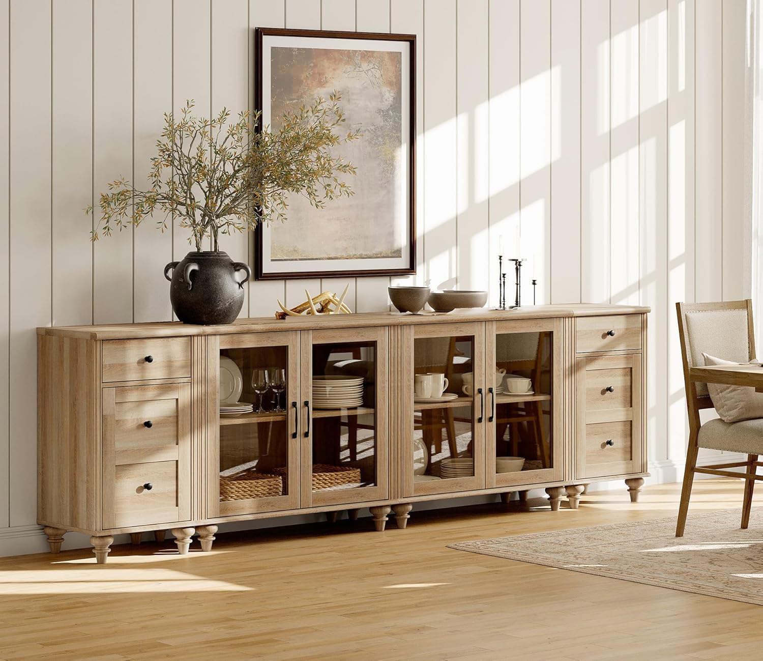 Amazon.com - WAMPAT Sideboard Buffet Cabinets with 4-Glass Door ...