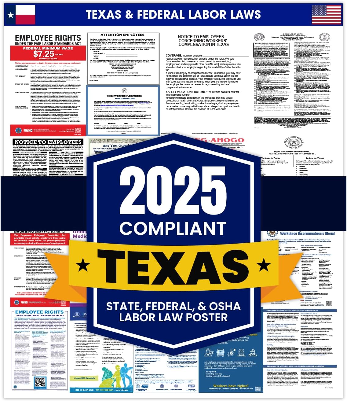 Amazon.com : 2025 Texas Labor Law Poster State & Federal : Office Products