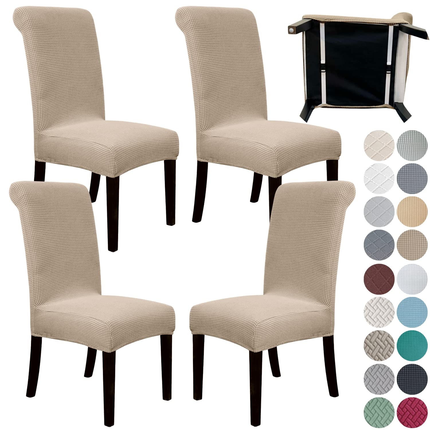 Amazon.com: SPRINGRICO 4 Pack Dining Room Chair Covers with seat Belt ...