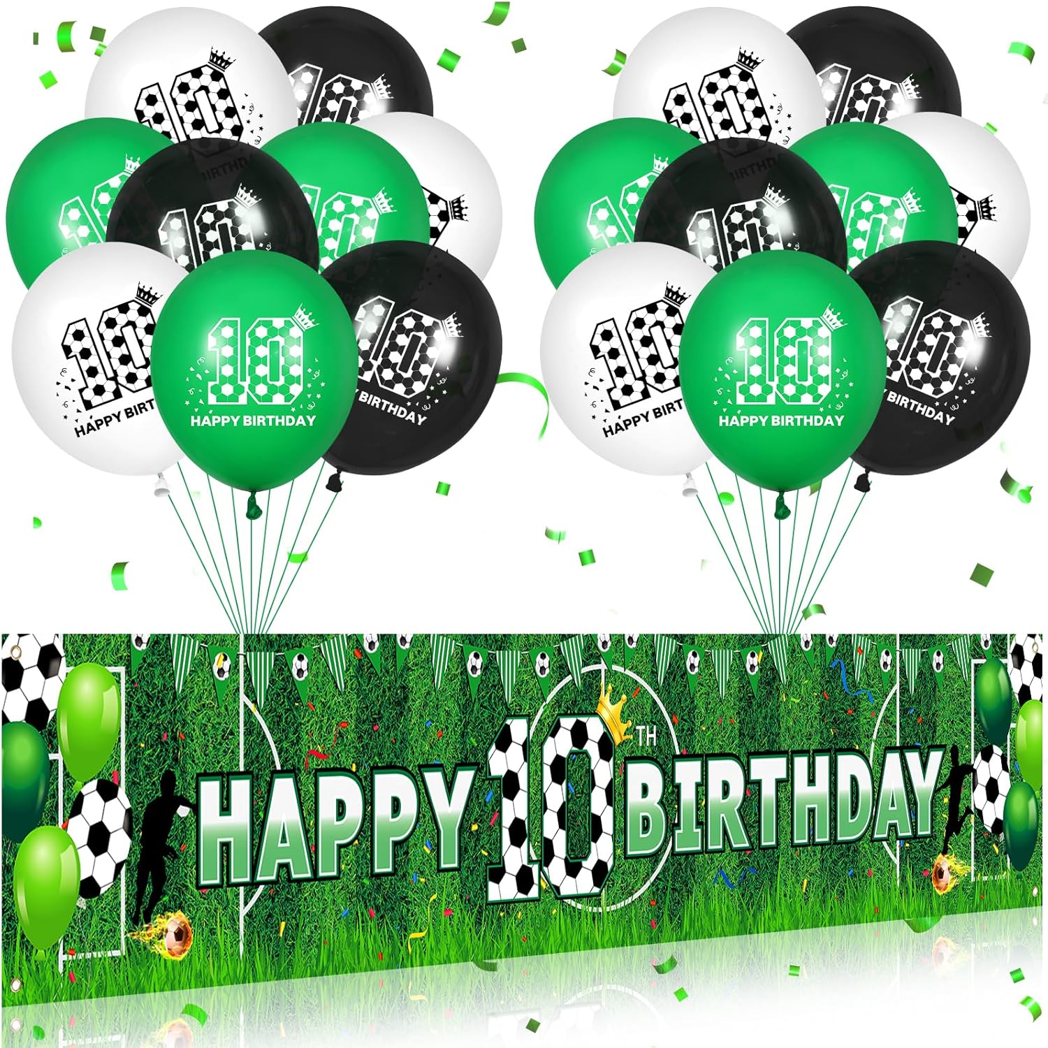 Amazon.com: Soccer 10th Birthday Party Decorations Soccer Happy 10th ...