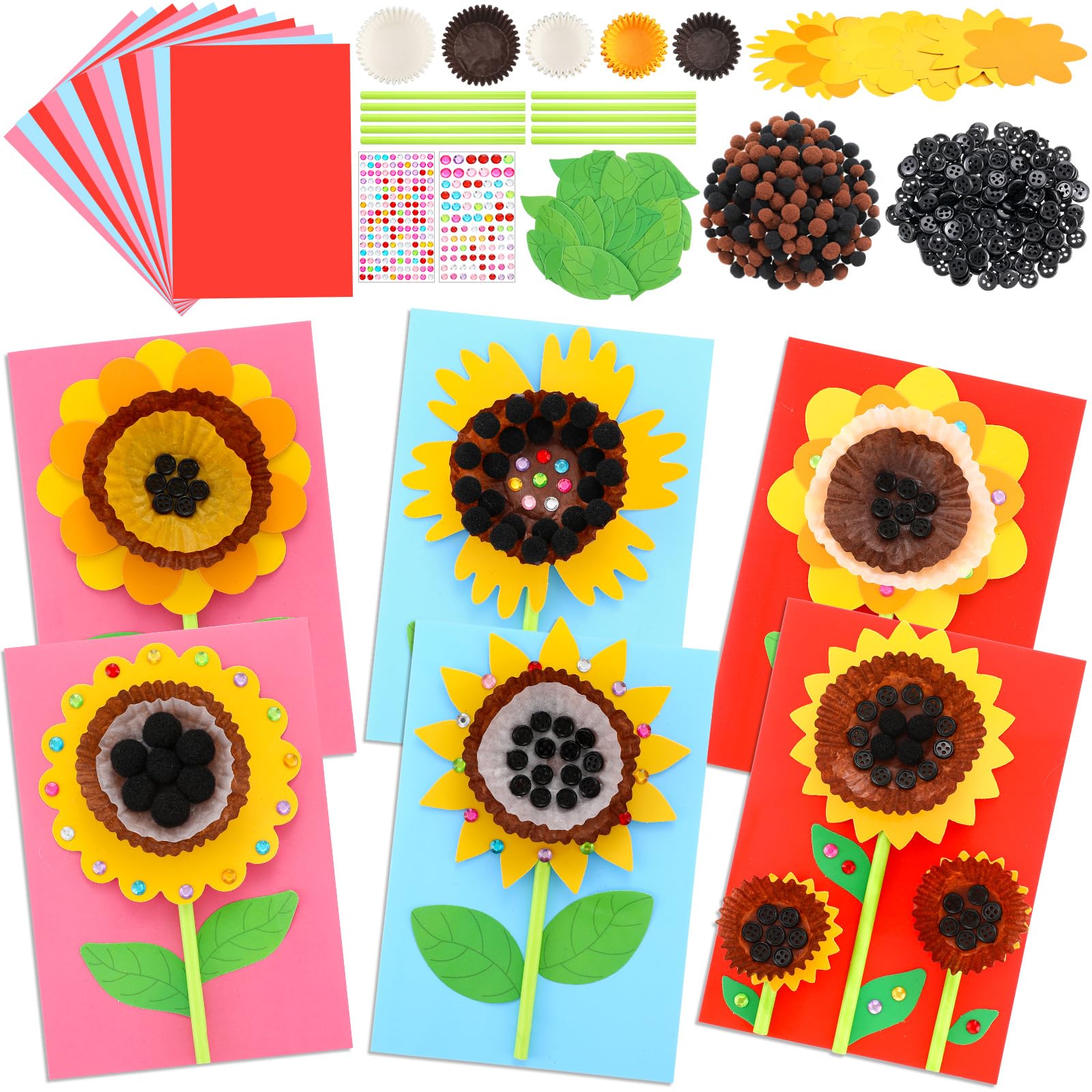 Amazon.com: Motipuns 24 Sets Sunflower Crafts for Kids DIY Sunflower ...