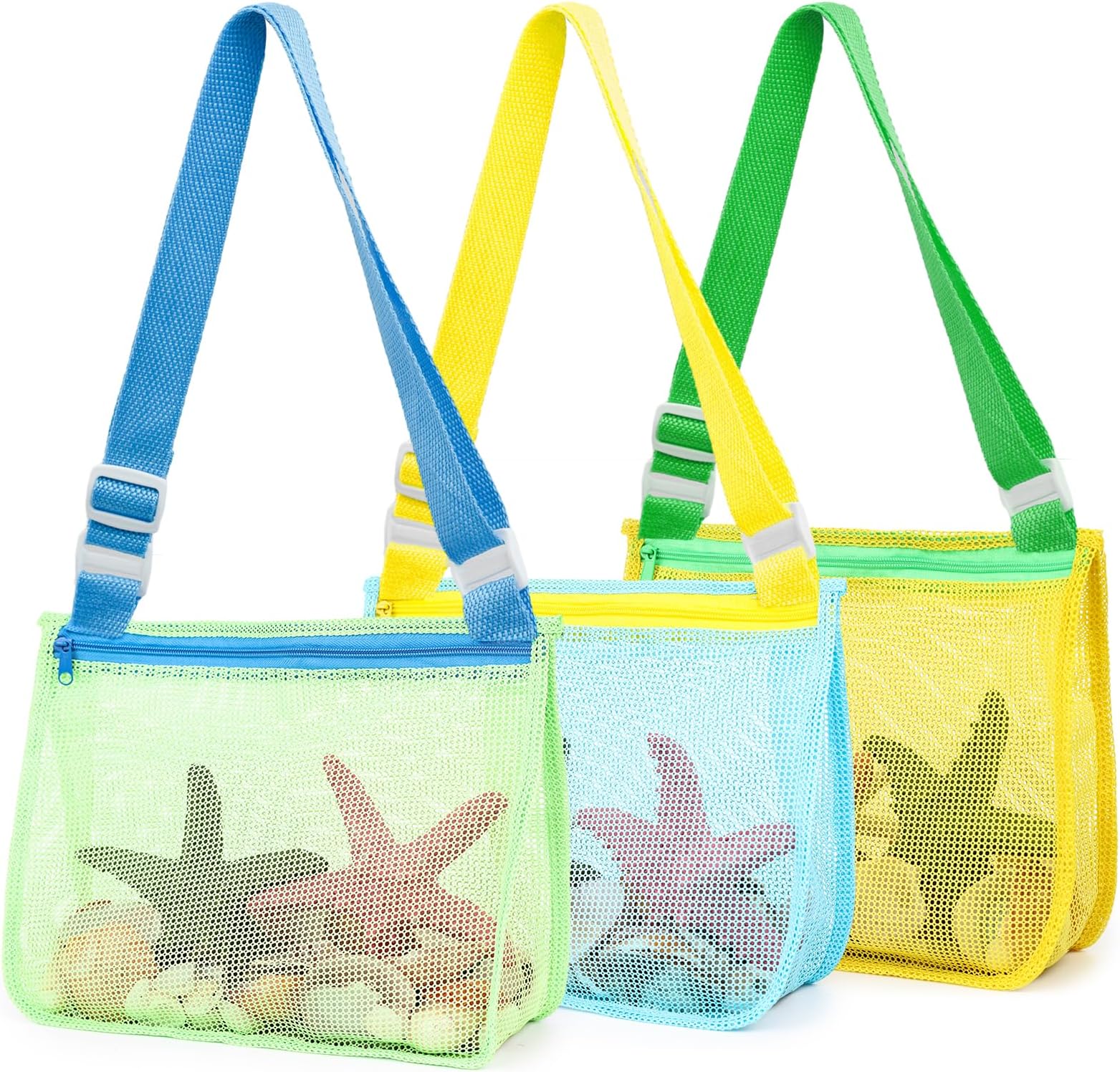 Amazon.com: AMOR PRESENT 3PCS Beach Toy Mesh Beach Bag, Seashell ...