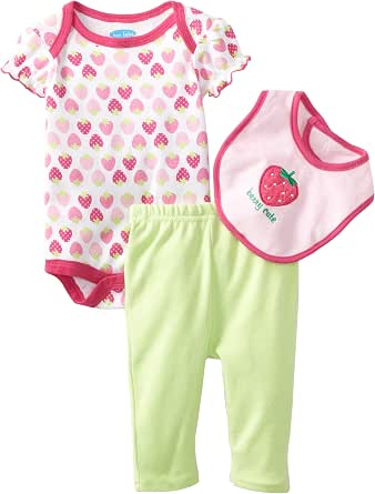 Amazon.com: Bon Bebe Baby-Girls Newborn Berry Cute 3 Piece Pant Set ...