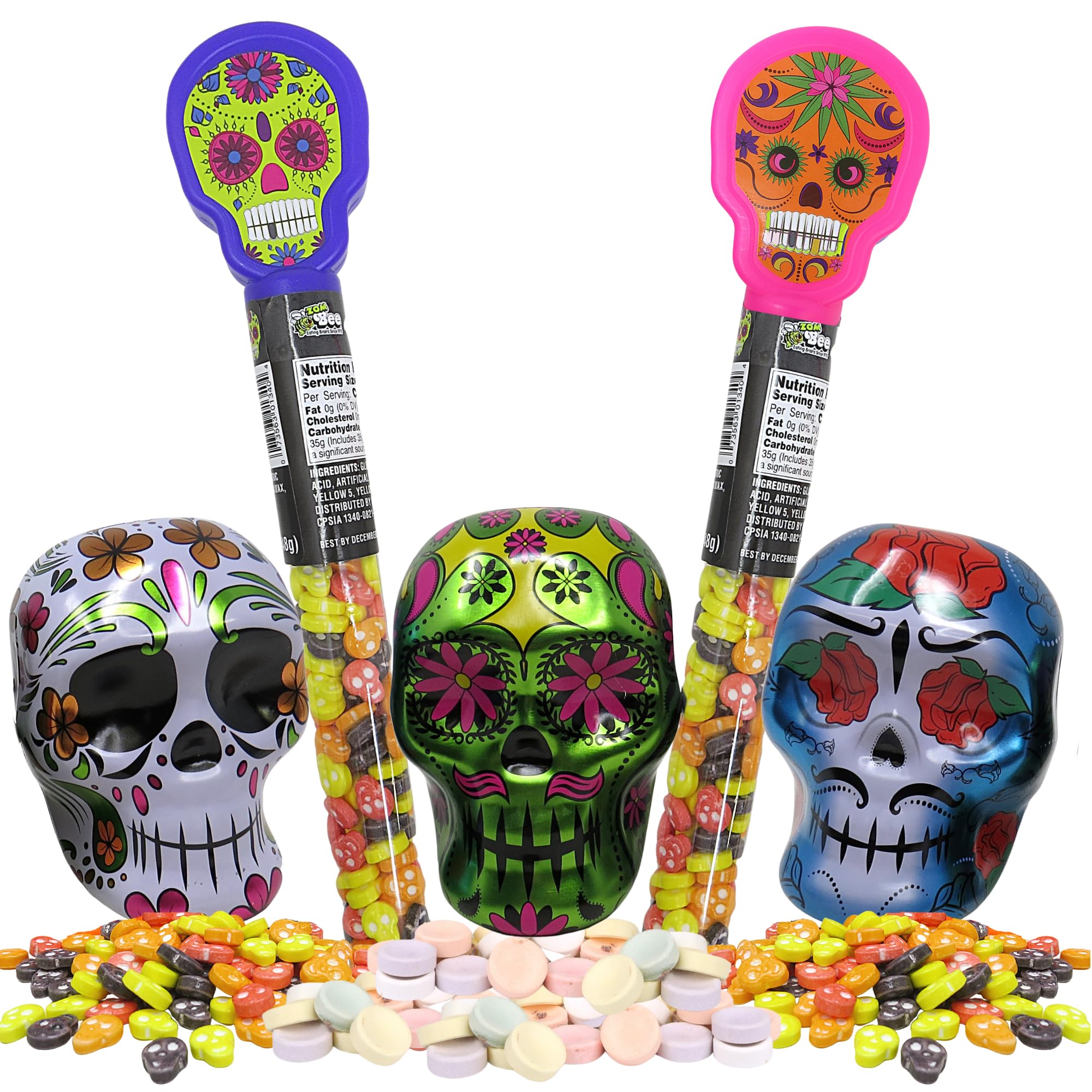 Sukker Skulls Day Of The Dead Bulk Bag Of Bones Rainbow Halloween