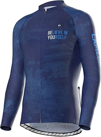 Amazon.com: LAMEDA Men's Cycling Jersey Long Sleeve, Breathable Moisture Wicking Bike Shirt ...
