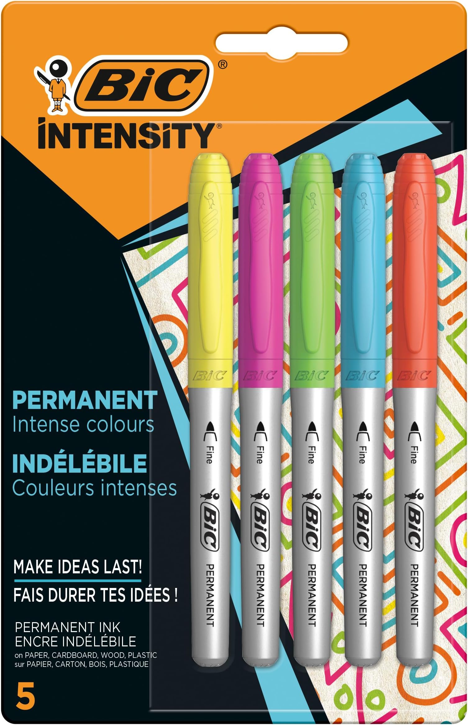 BIC Intensity Assorted Colors Fashion Permanent Markers, Fine Point, 8 ...