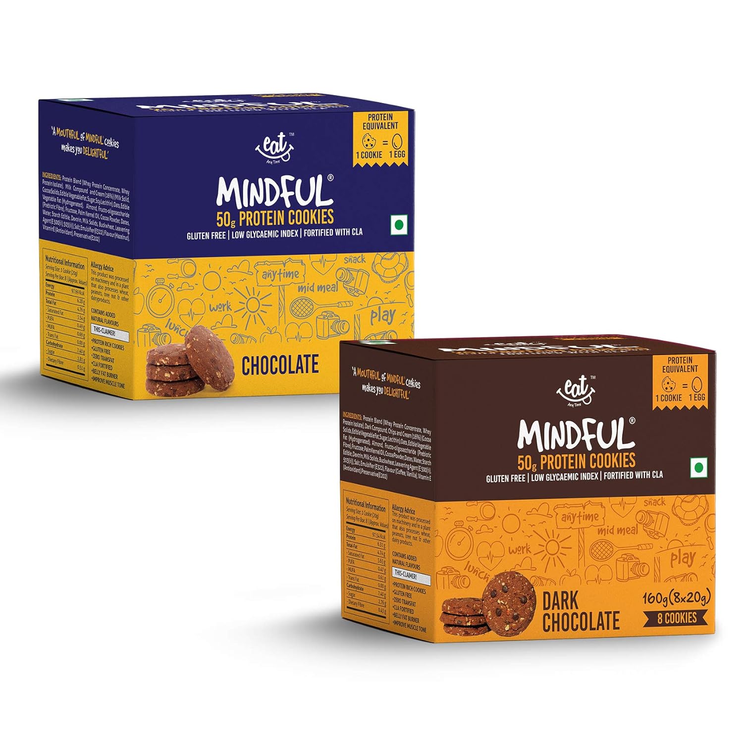 Eat Anytime Mindful Healthy Dark Chocolate Protein Cookies & Milk ...