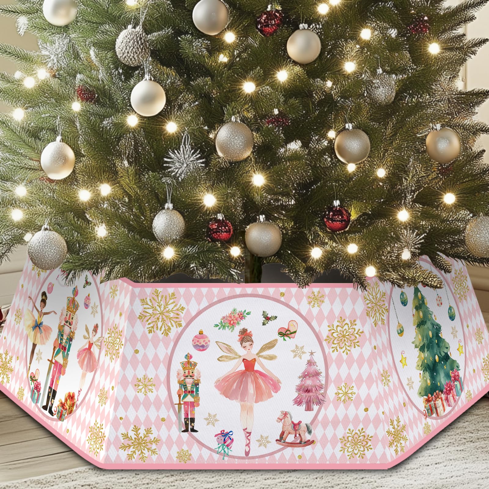 Amazon.com: Christmas Tree Collar for Artificial Trees, Pink Nutcracker ...
